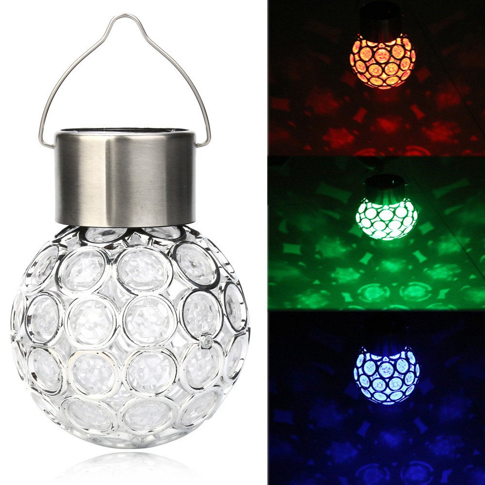 CENGNIAN Rotatable Solar Outdoor Lights Decorative Hanging LED Round ...