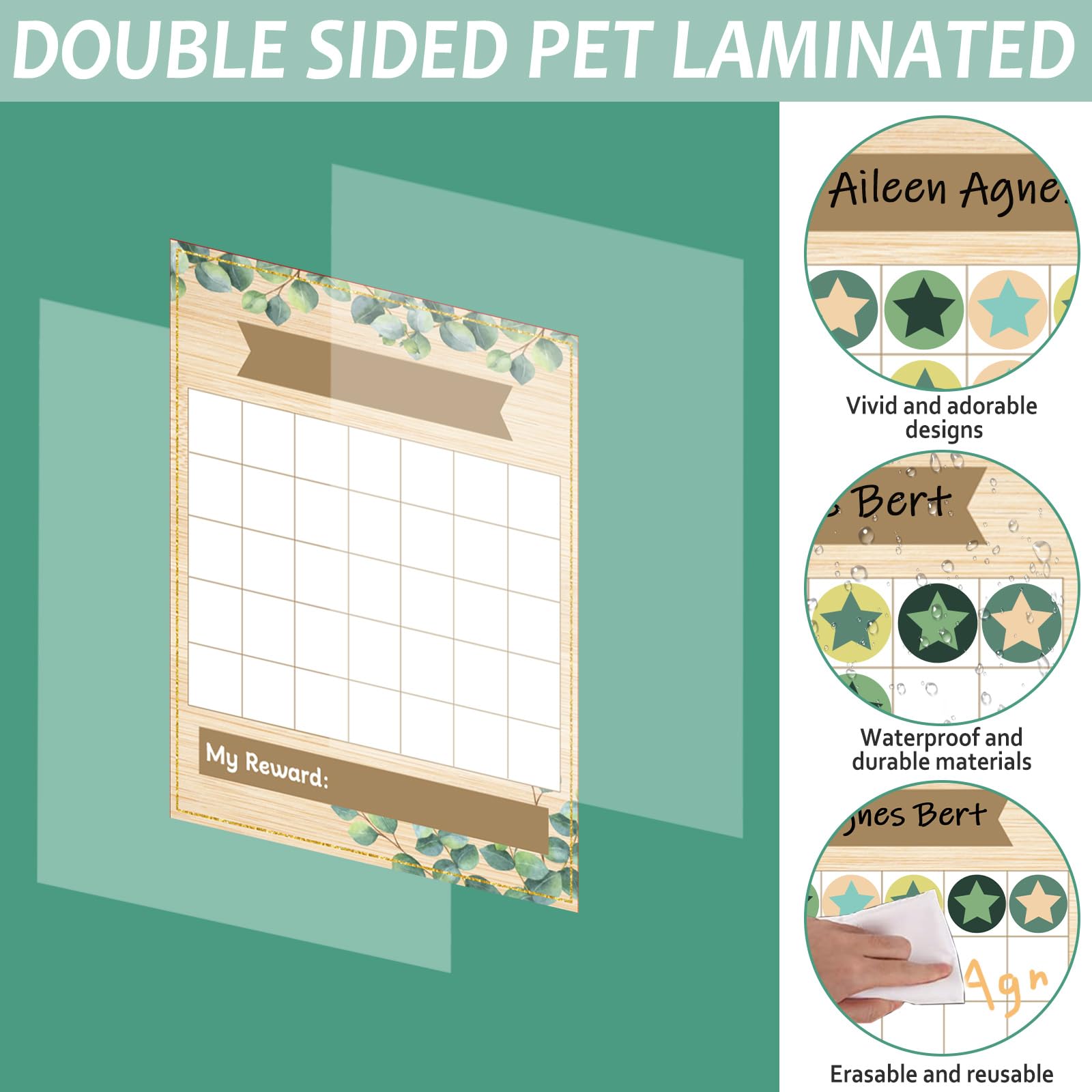 Snapklik.com : 40 PCS Simply Boho Reward Sticker Charts Eucalyptus ...