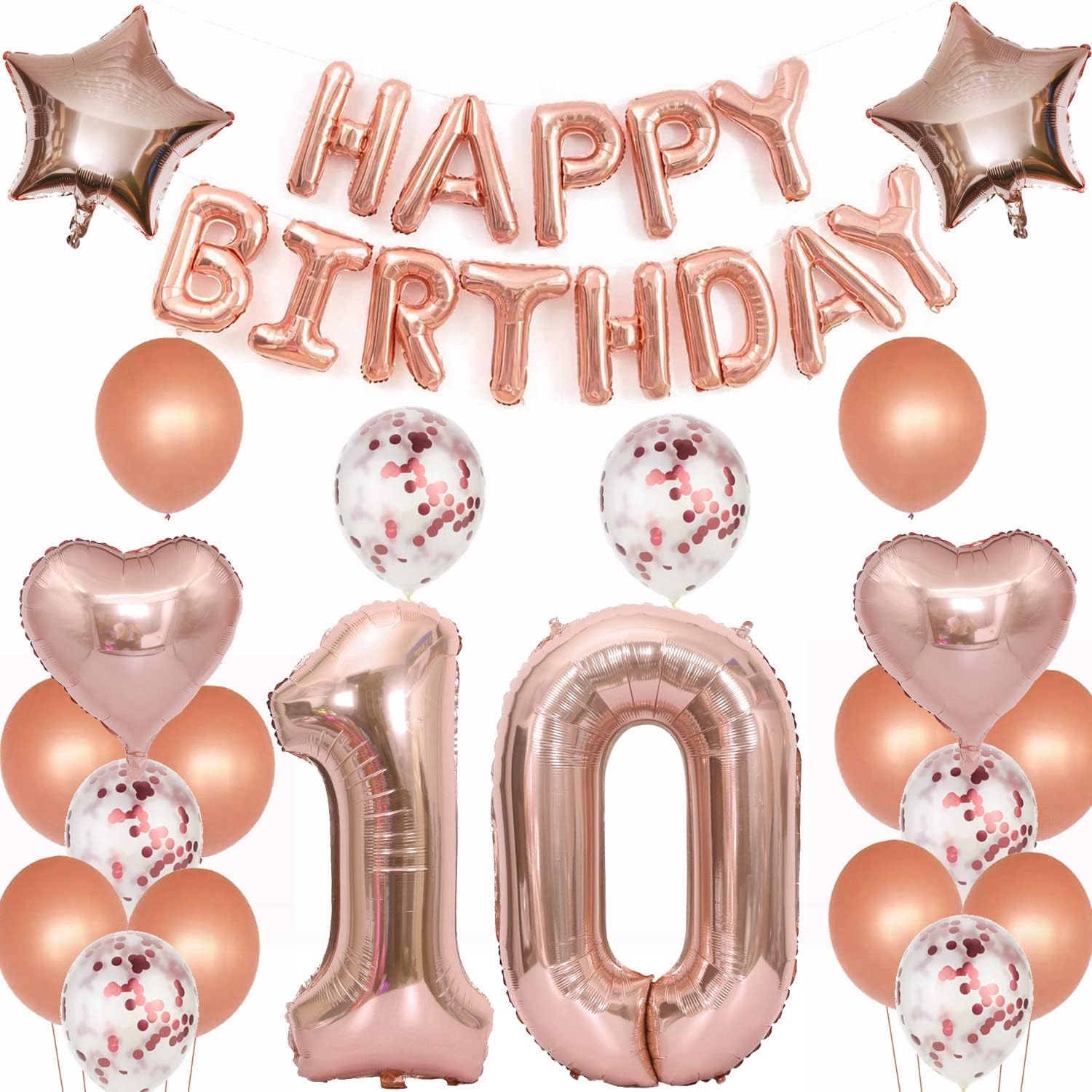 luftballons 10 jahre geburtstag deko rosegold mädchen,Geburtstagsdeko ...