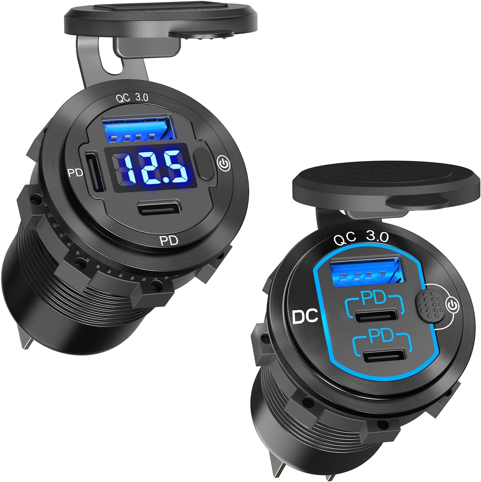 Amazon.com: [Upgraded Version] 12V USB Outlet Qidoe 78W 3 Port USB C ...