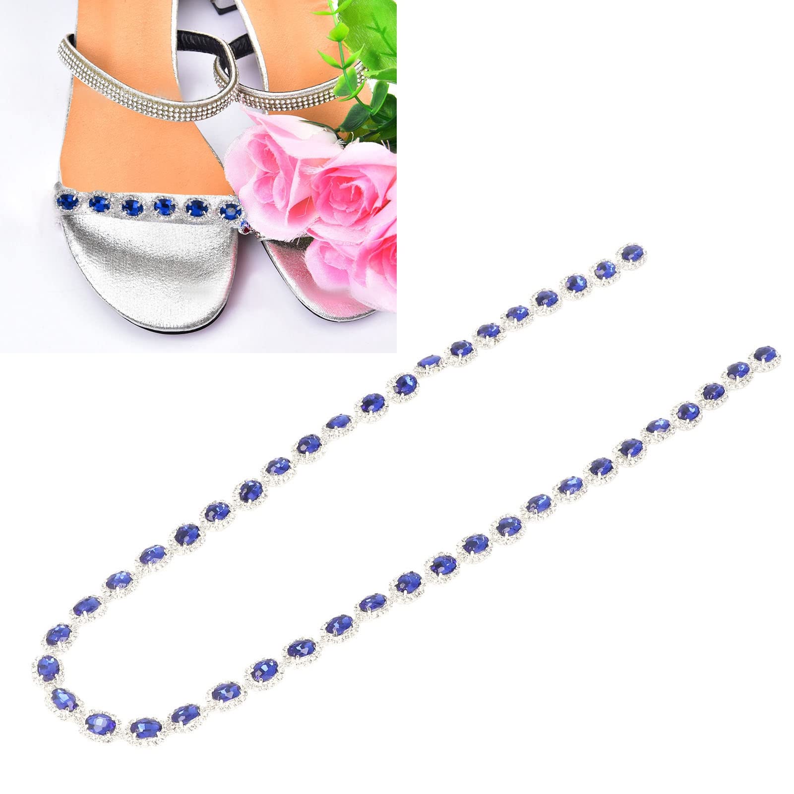 Snapklik.com : 1 Yard Rhinestone Chain, Crystal Chain Trim Oval Shiny ...