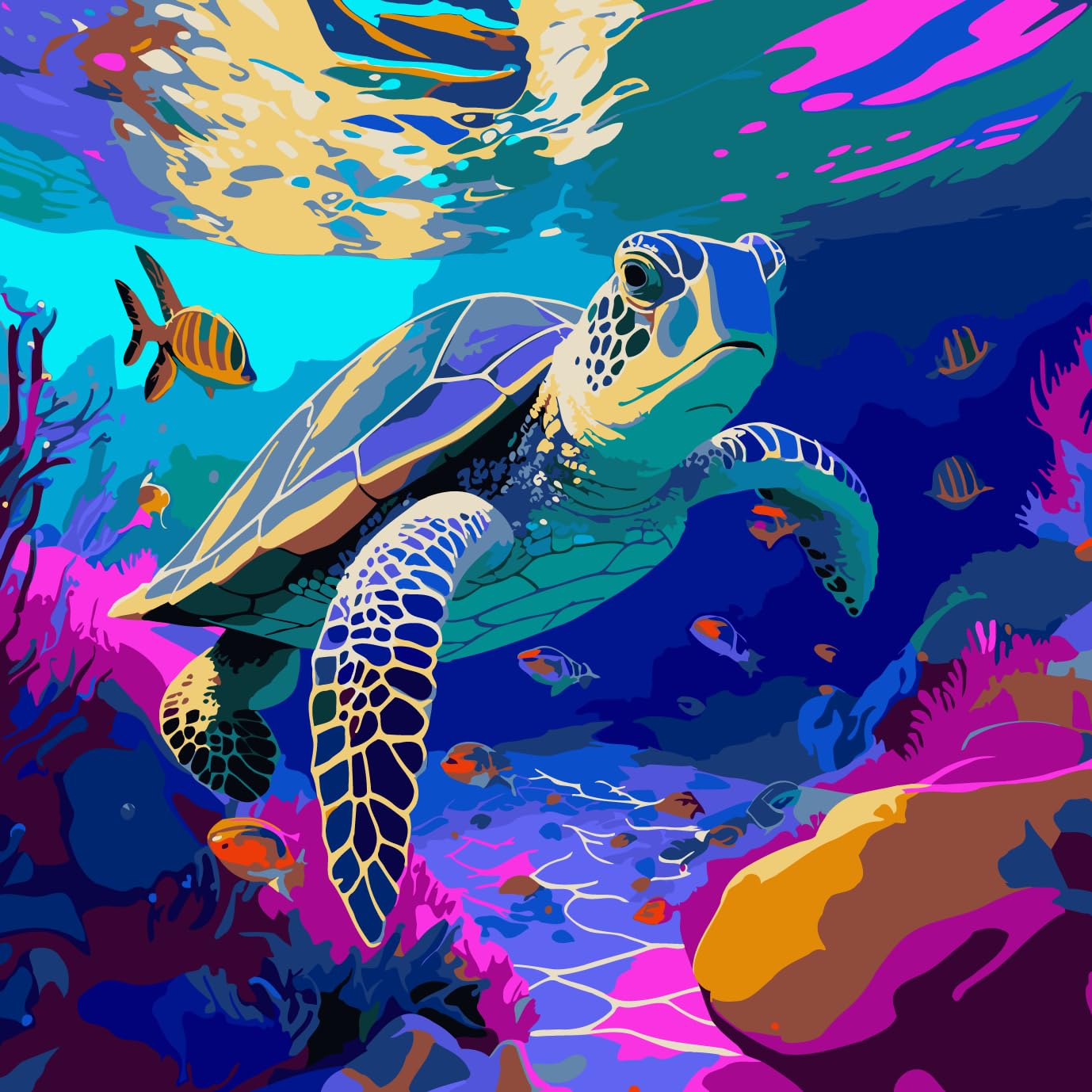 ijbnhd Paint by Numbers for Adults, Sea Turtle DIY Oil Paint by Number ...
