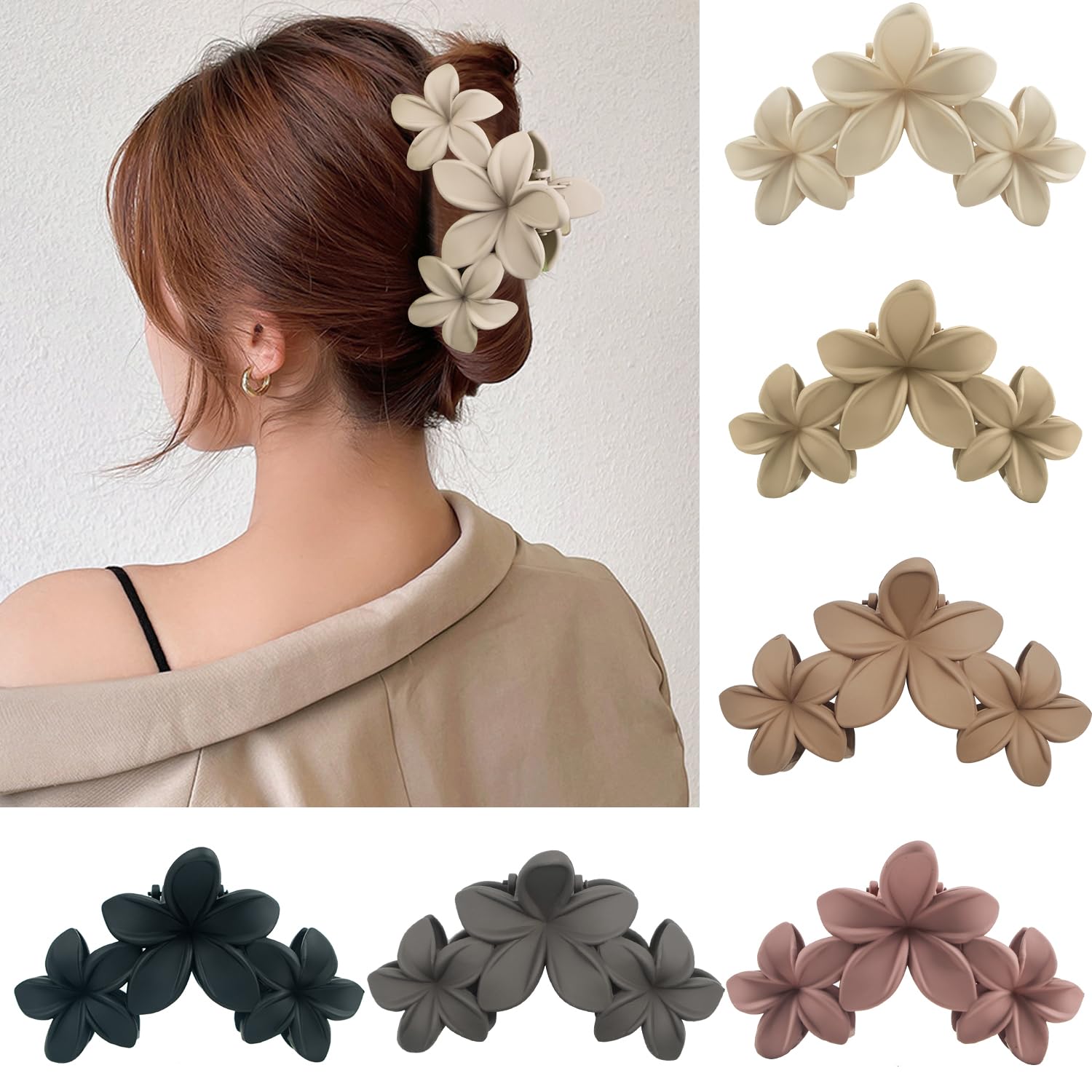 Amazon.com: Large Flower Hair Clips for Women, Flower Hair Claw Clips ...