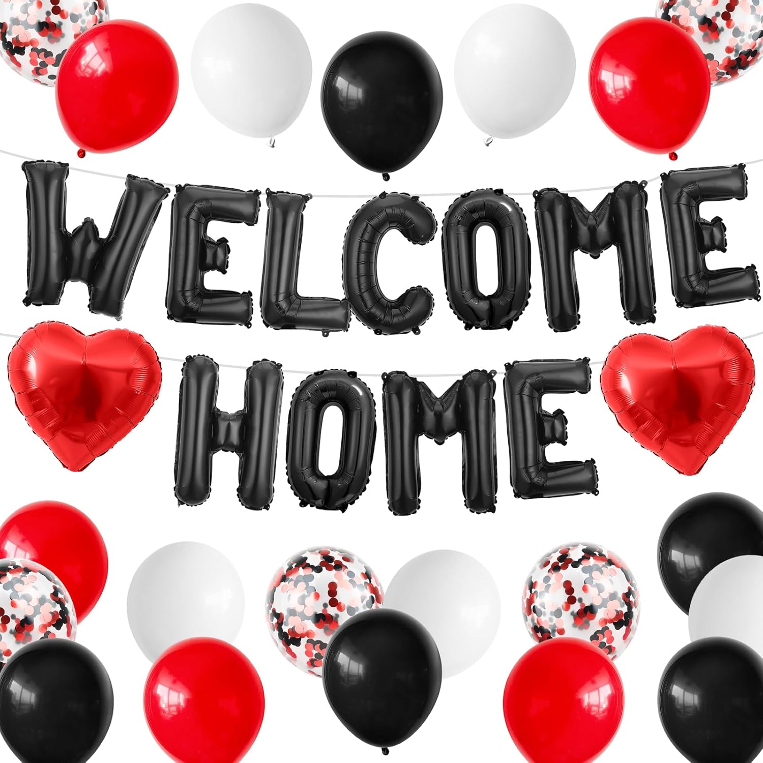 Amazon.com: Welcome Home Decorations Black Red,Welcome Home Foil ...