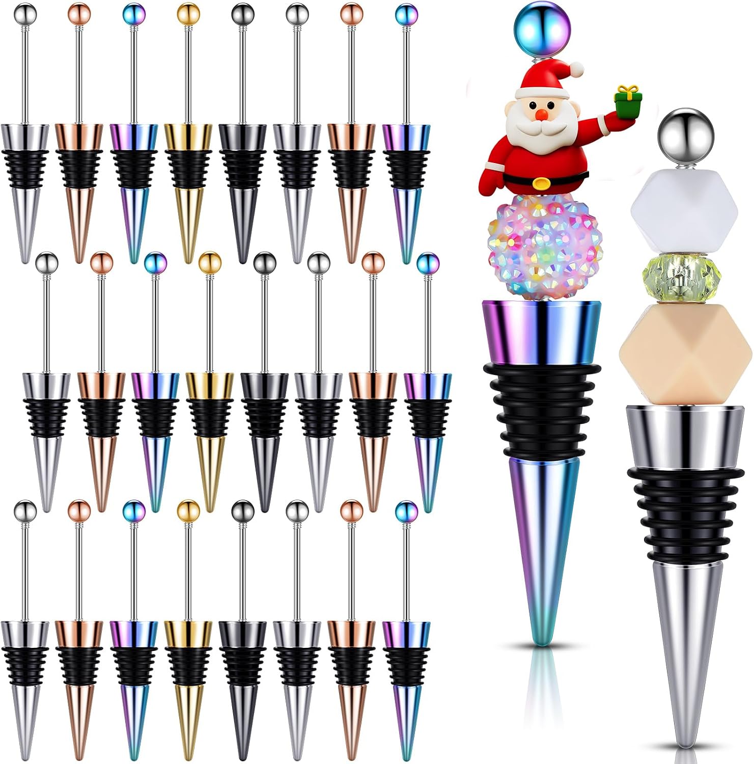 Amazon.com: FoldTier 24 Pcs Beadable Wine Stoppers - Decorative Beaded ...