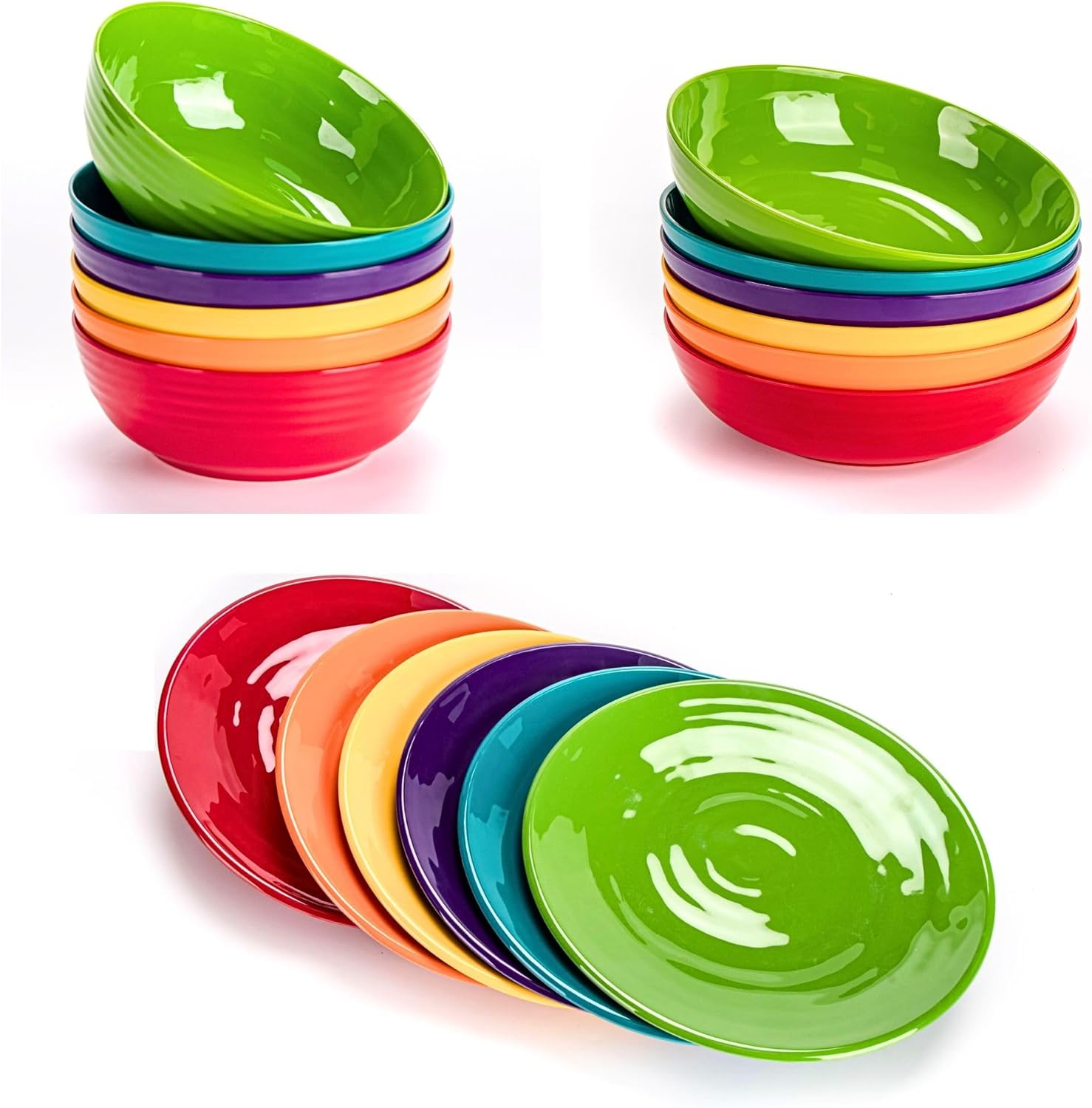 Amazon.com | MIYOPESI Multicolor Melamine Dinnerware Bundle - Divided ...