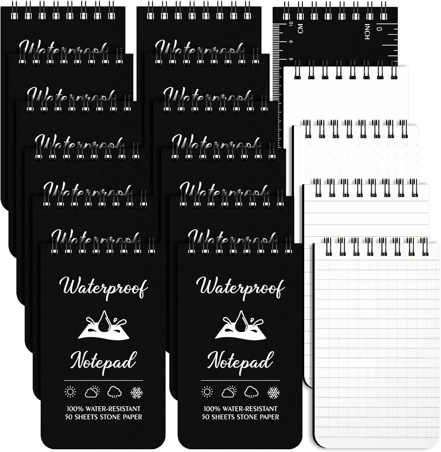 Amazon.com : Jetec 12 Pack Waterproof Notebook 3'' x 5'' Pocket Notepad ...