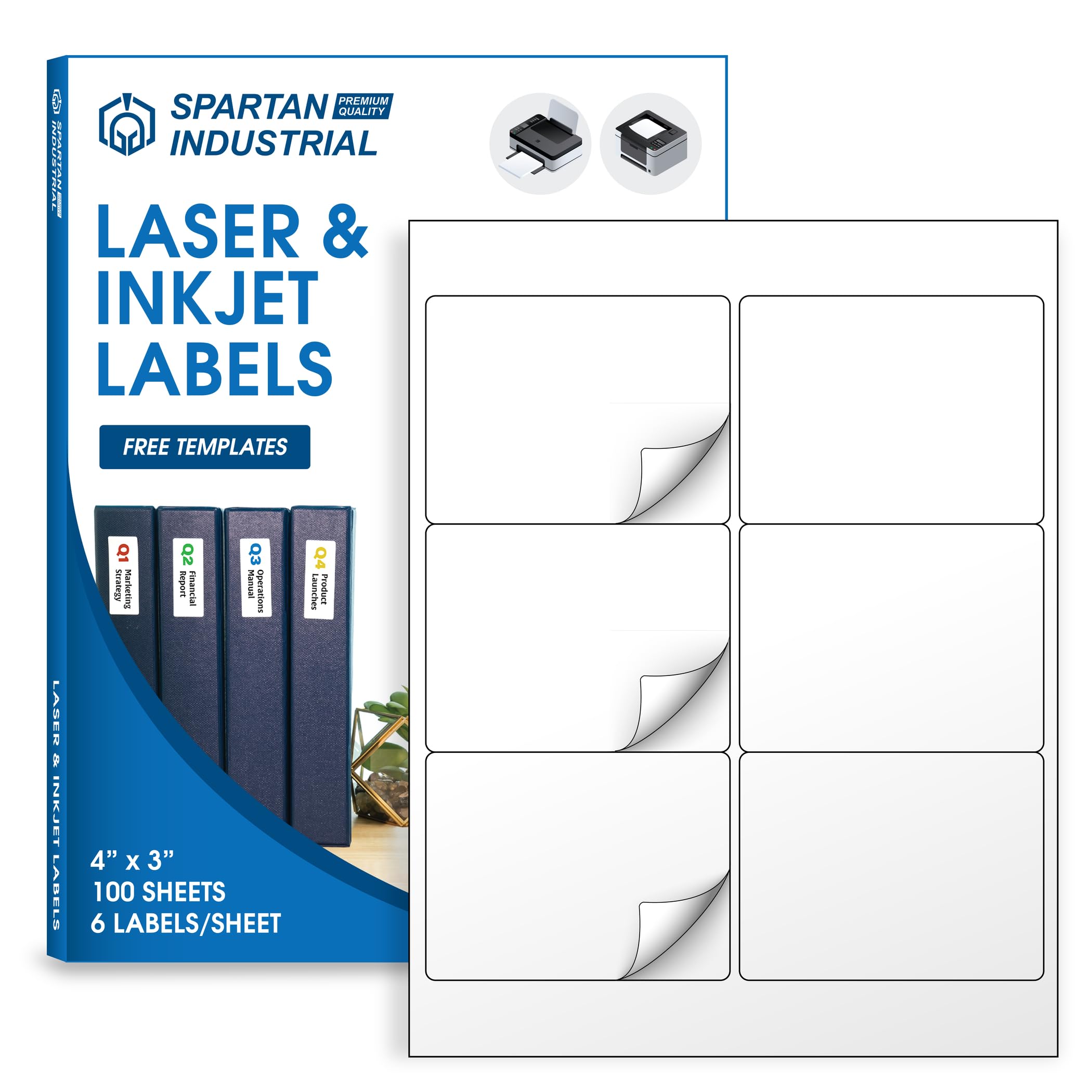 Buy SPARTAN INDUSTRIAL Printable Laser and Inkjet Labels - 4" X 3 ...
