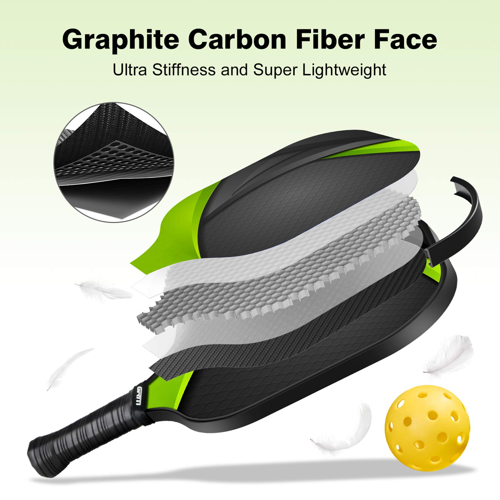 Buy GRM by Gonex Pickleball Paddles Set of 4, USAPA Graphite Pickleball ...