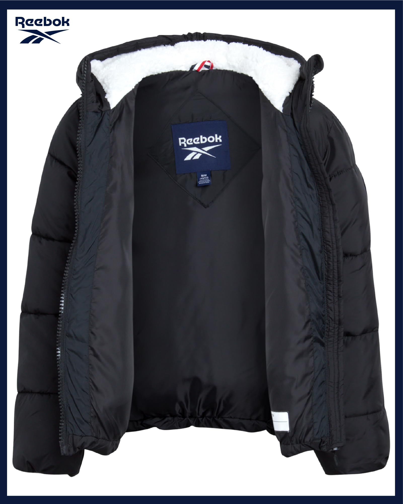 Snapklik.com : Reebok Girls Puffer Jacket - Heavyweight Poly Taffeta ...