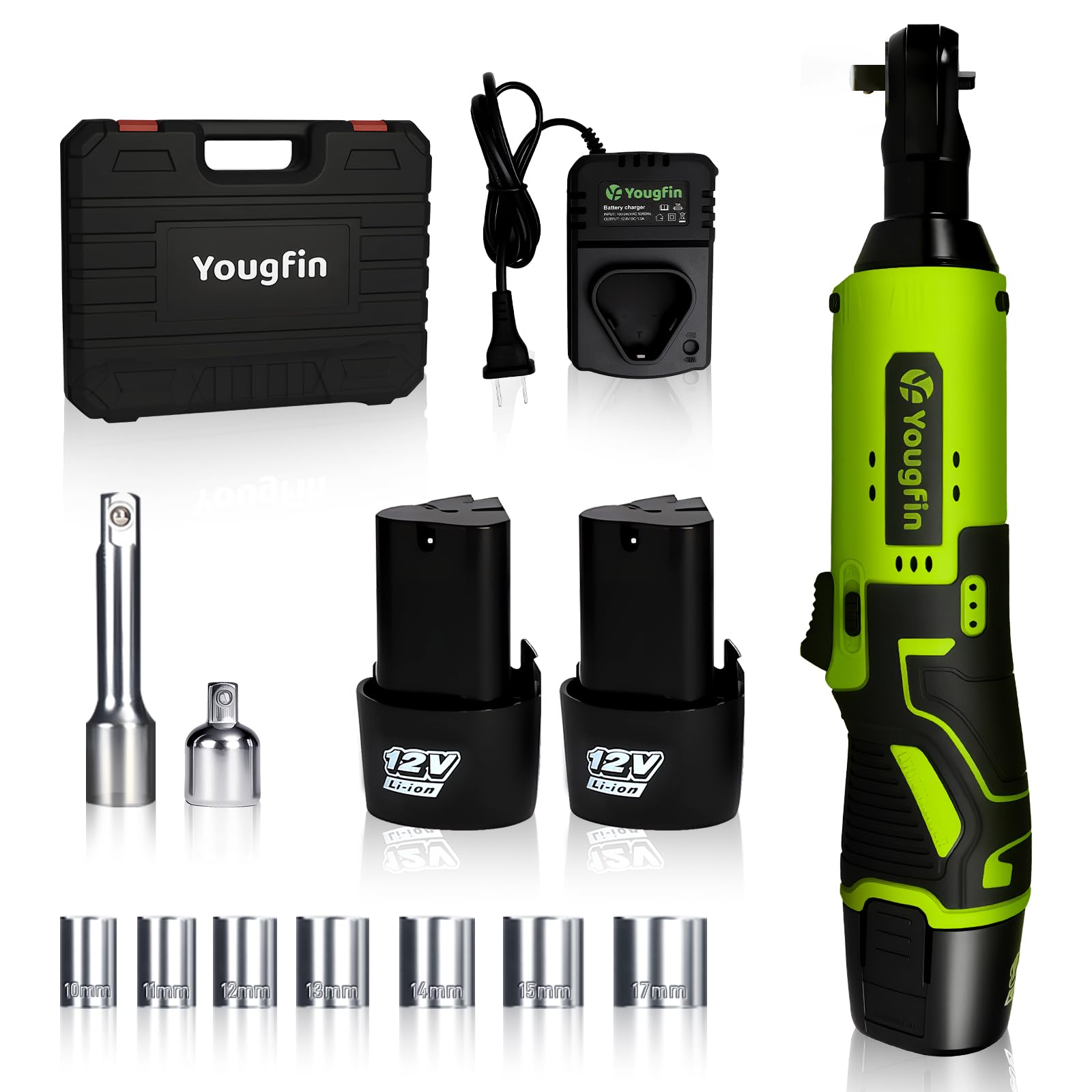 Snapklik.com : Yougfin Electric Ratchet Wrench, 3/8" Cordless Ratchet ...
