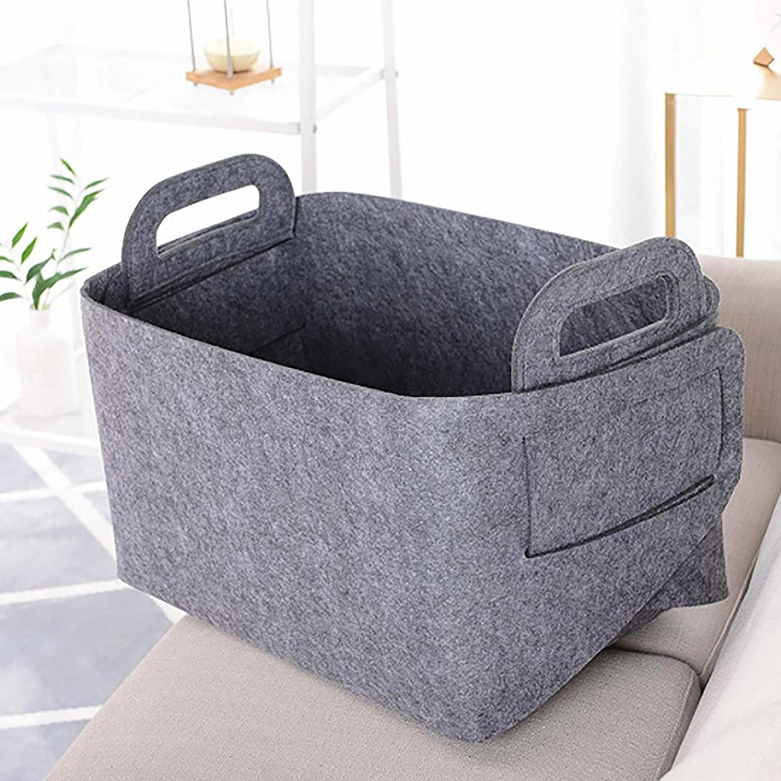 JHLA Dark Grey Felt Storage Basket Open Storage Boxes Shelf Baskets ...