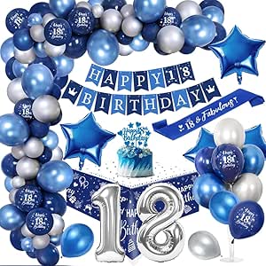 Amazon.com: 18th Birthday Party Decorations Men, Royal Blue Arch Kit With Happy Birthday Banner ...
