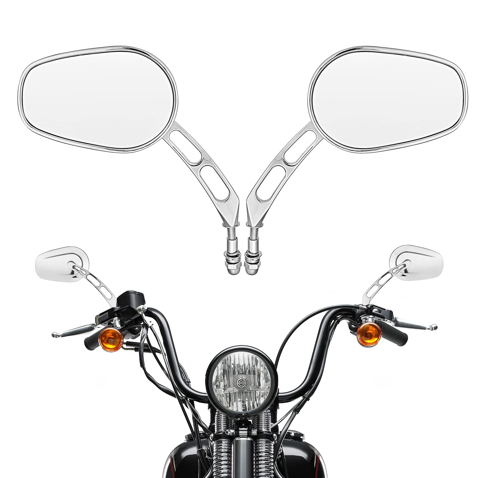 Wsays Sportster Rear View Mirror Hollow Side Mirror Compatible With ...