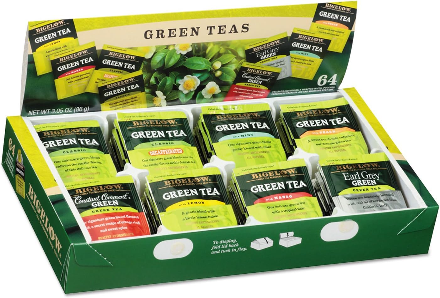 Amazon.com : Green Tea Assortment, Individually Wrapped, Eight Flavors ...