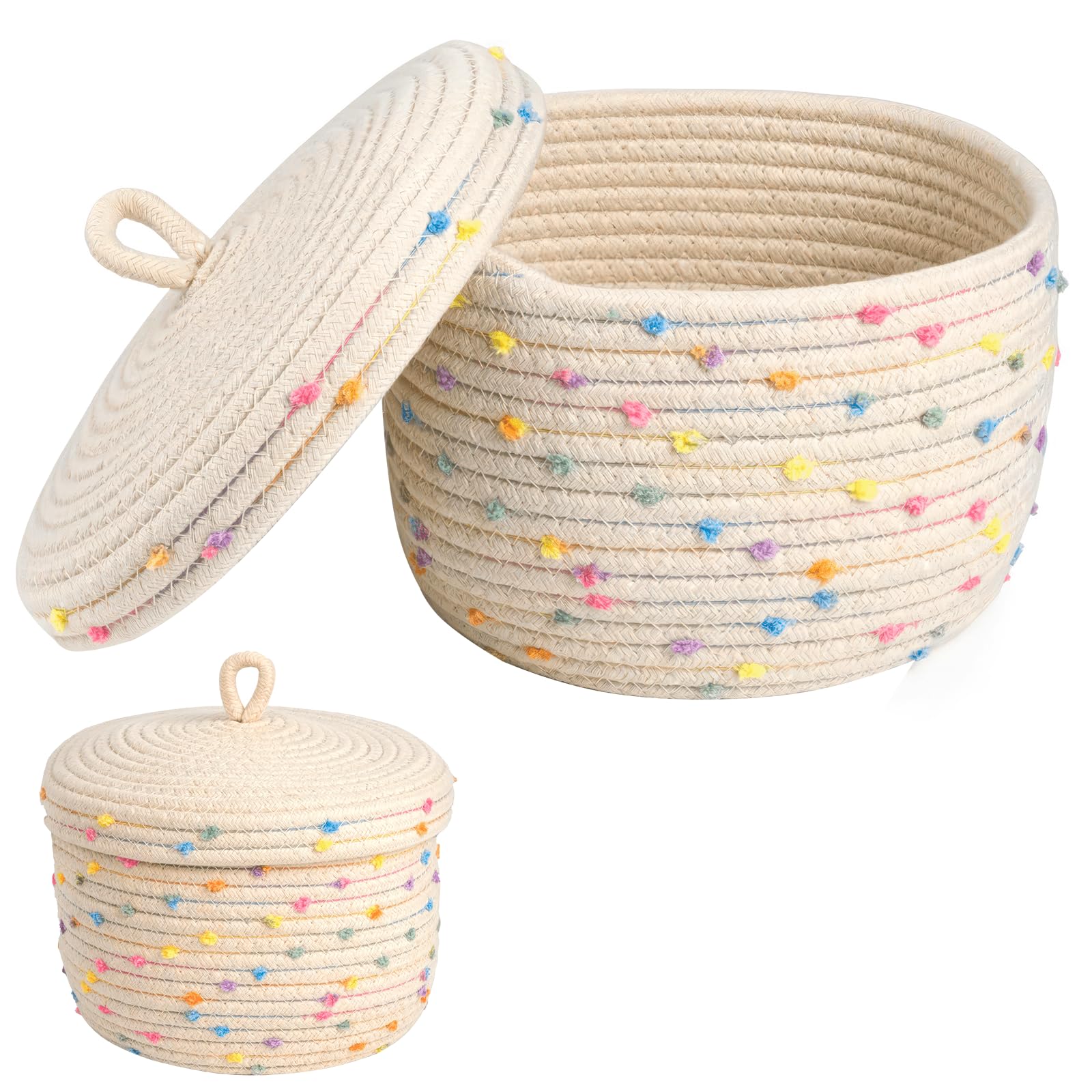 Amazon.com: Woven Basket With Lid Decorative Storage Lidded Round ...