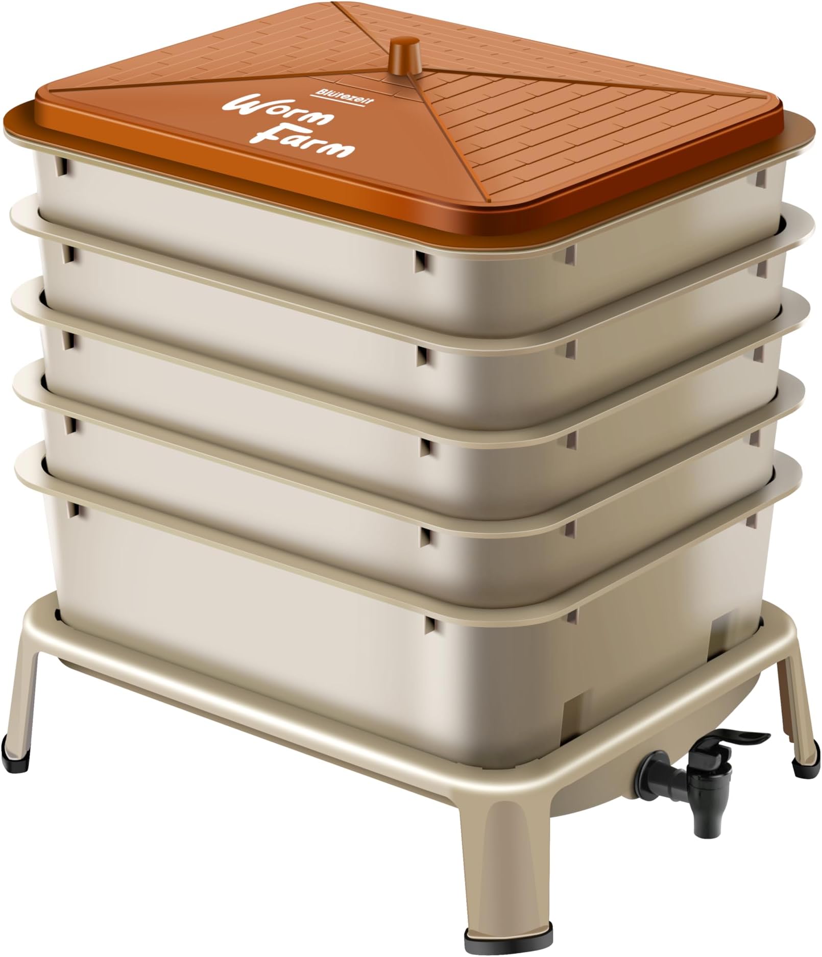 Amazon.com: VermiHut 5-Tray Worm Compost Bin, Dark Green with Free Worm ...