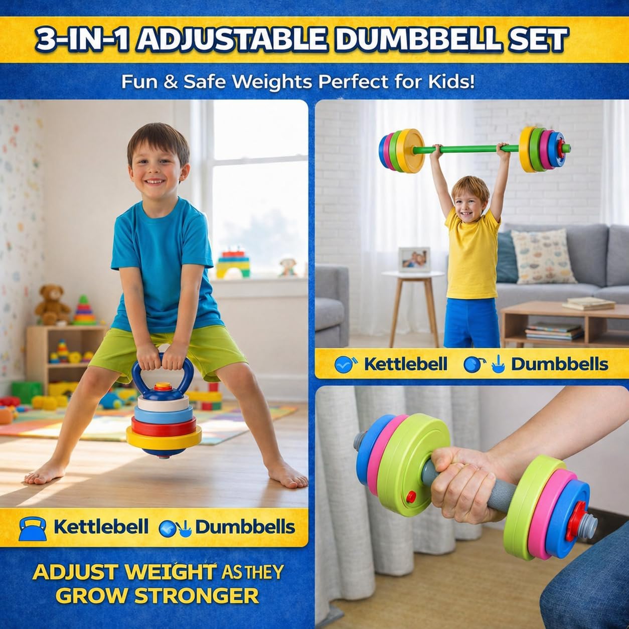 Snapklik.com : Kids Exercise Weight Set - 3-in-1 Adjustable Workout Toy ...
