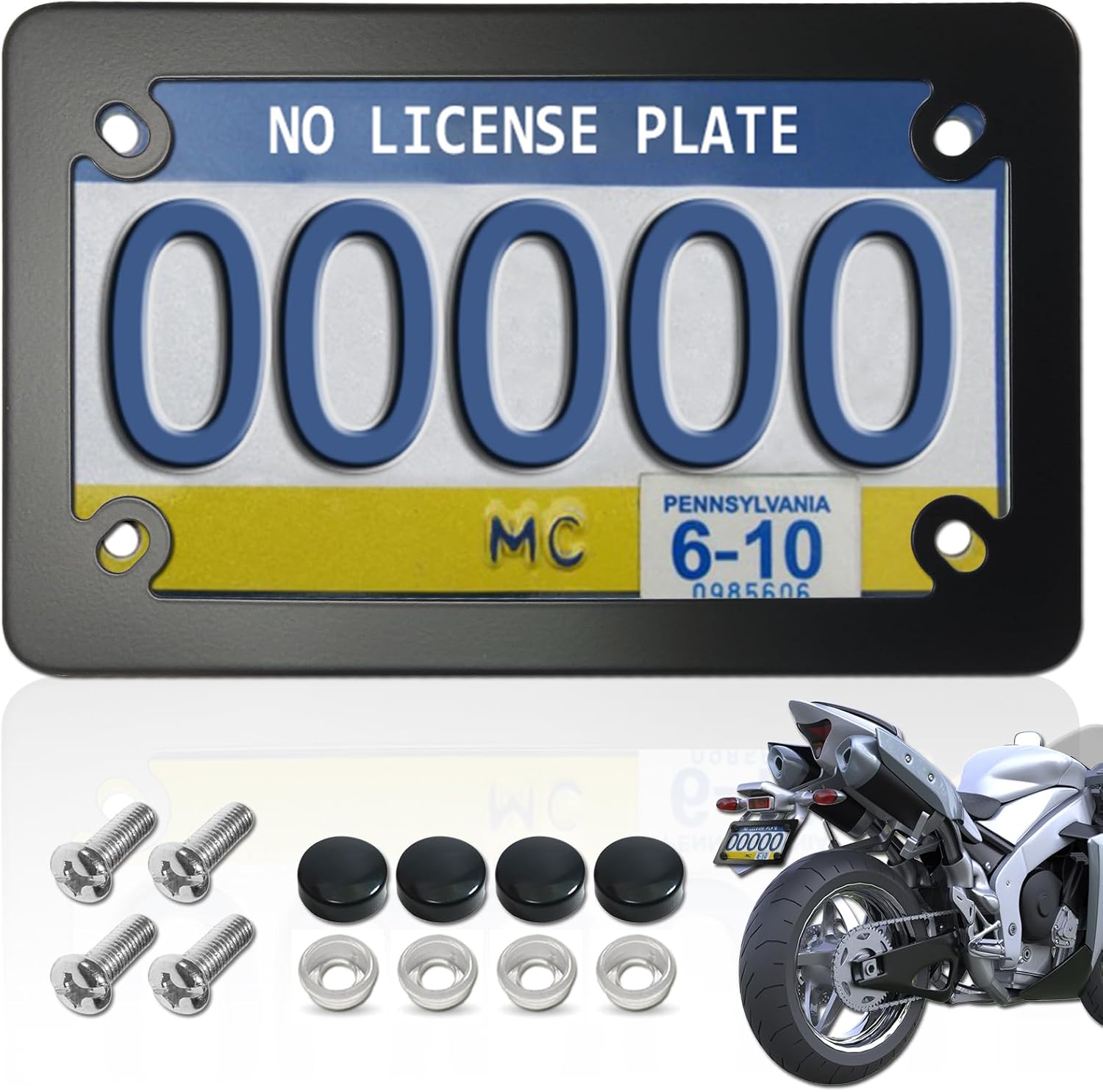 Amazon.com: FBJTDQ Motorcycle License Plate Frame- Black Matte ...