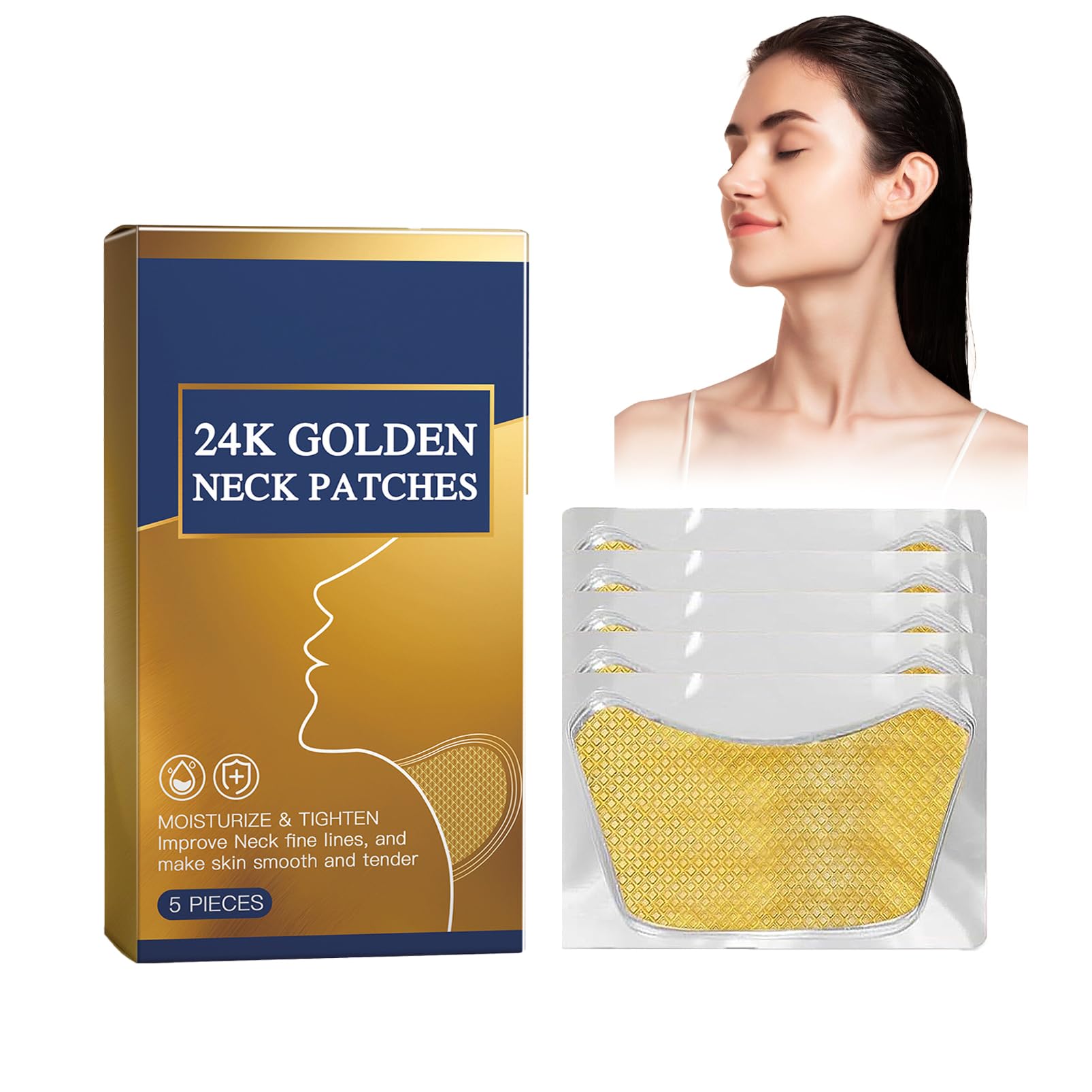 Neck Collagen Mask With Golden - Tightening, Anti-Aging & Anti-Wrinkle ...