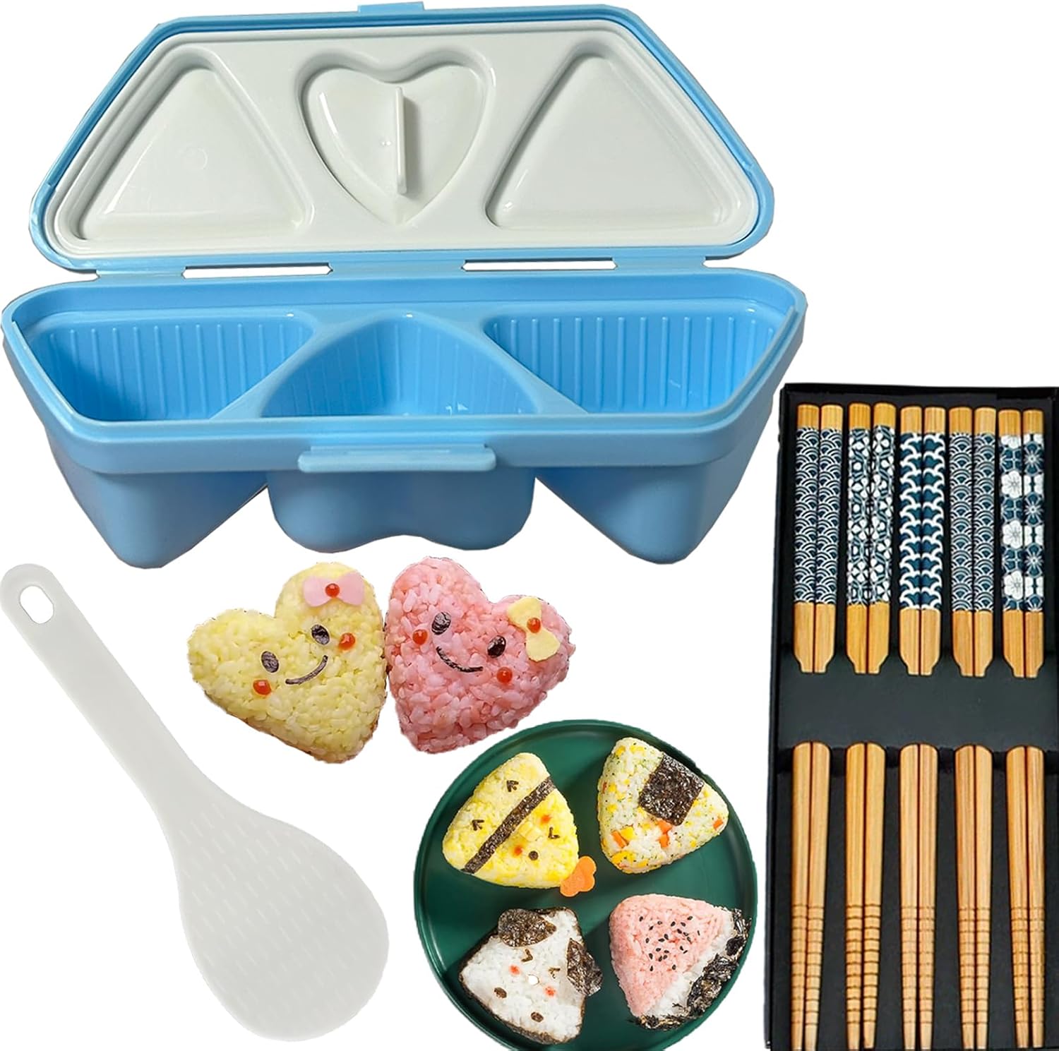 Amazon.com: Fejapa 6 in 1 Sushi Maker Box Onigiri Triangle Sushi Mold Rice Ball Mold Spam Musubi ...