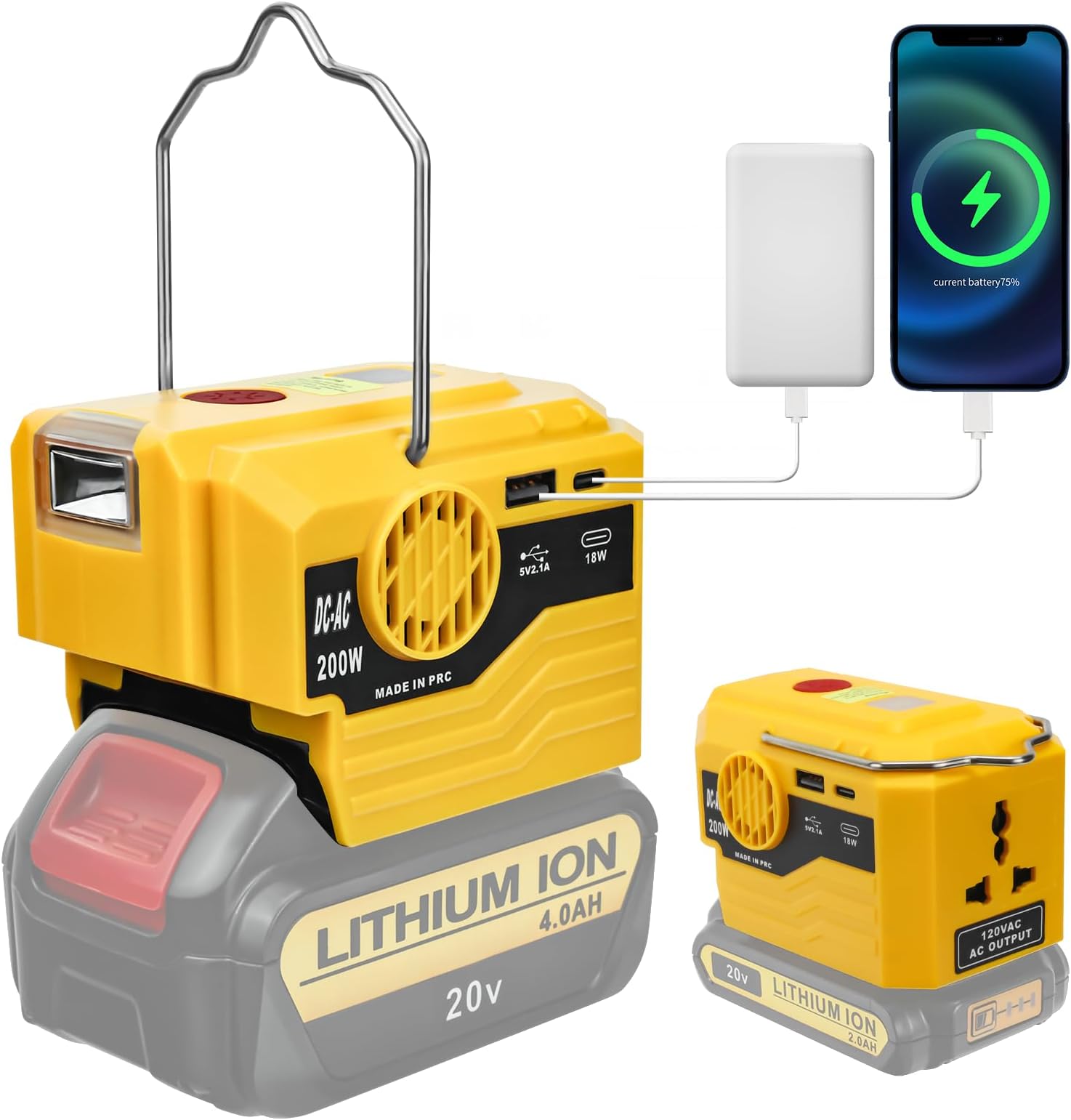 Amazon.com : 200W Power Inverter, Battery Adapter with 110V~120V AC ...