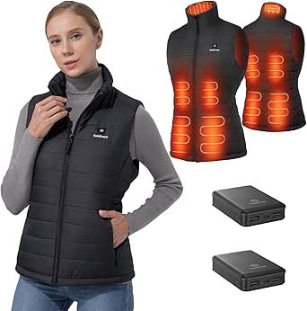 Amazon.com: Soleilwear Heated Vest for Women with 2 Battery Pack ...