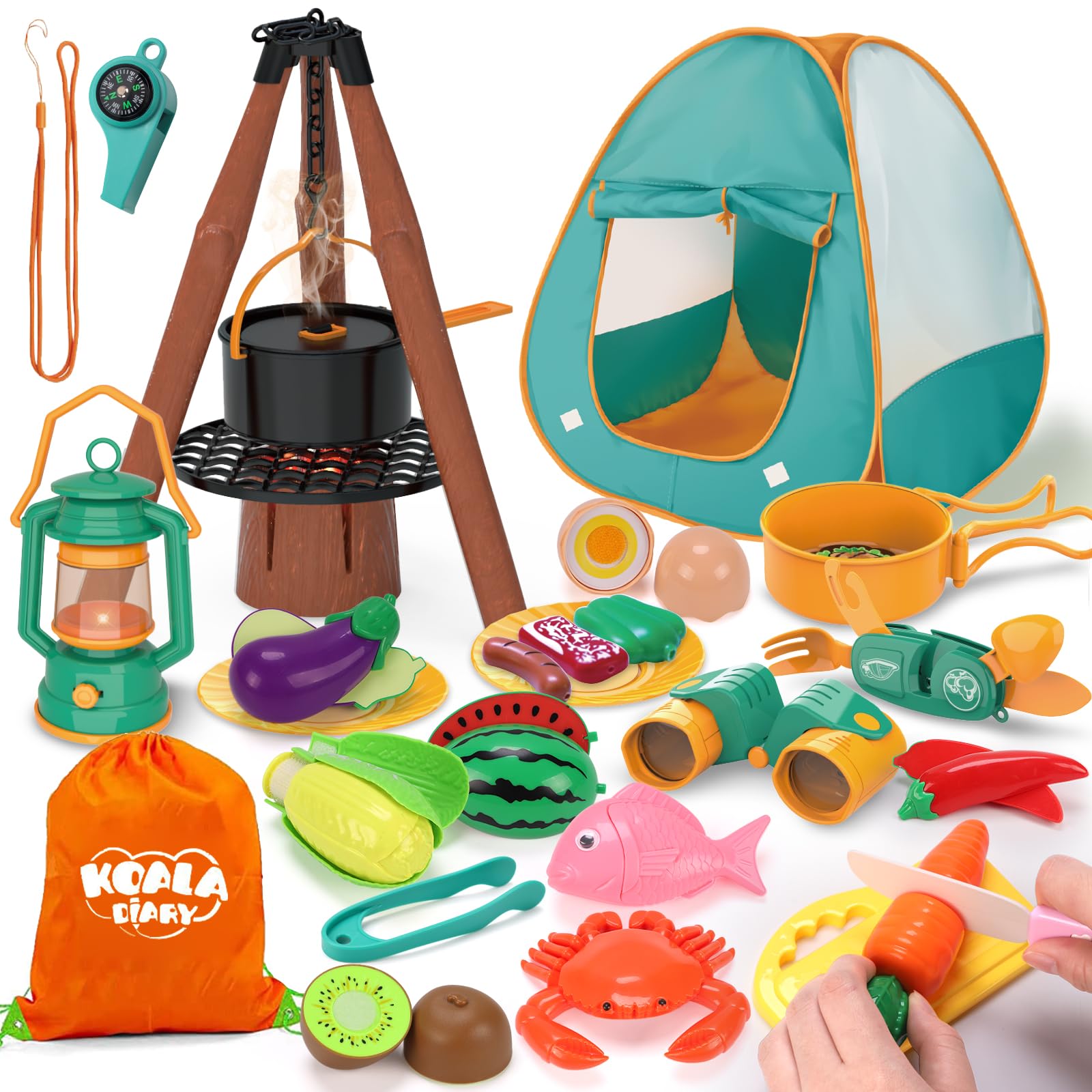 REMOKING Kids Camping Gear Set,28 PCS Camping Tool Pretend Role Play ...