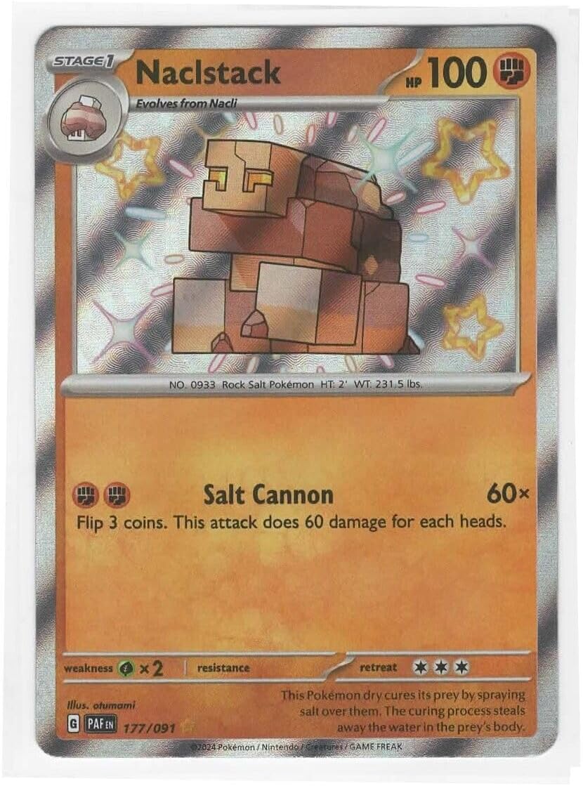 Amazon.com: Pokemon - Naclstack 177/091 - Paldean Fates - Shiny Rare ...