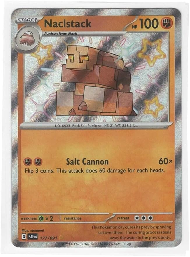 Amazon.com: Pokemon - Naclstack 177/091 - Paldean Fates - Shiny Rare ...