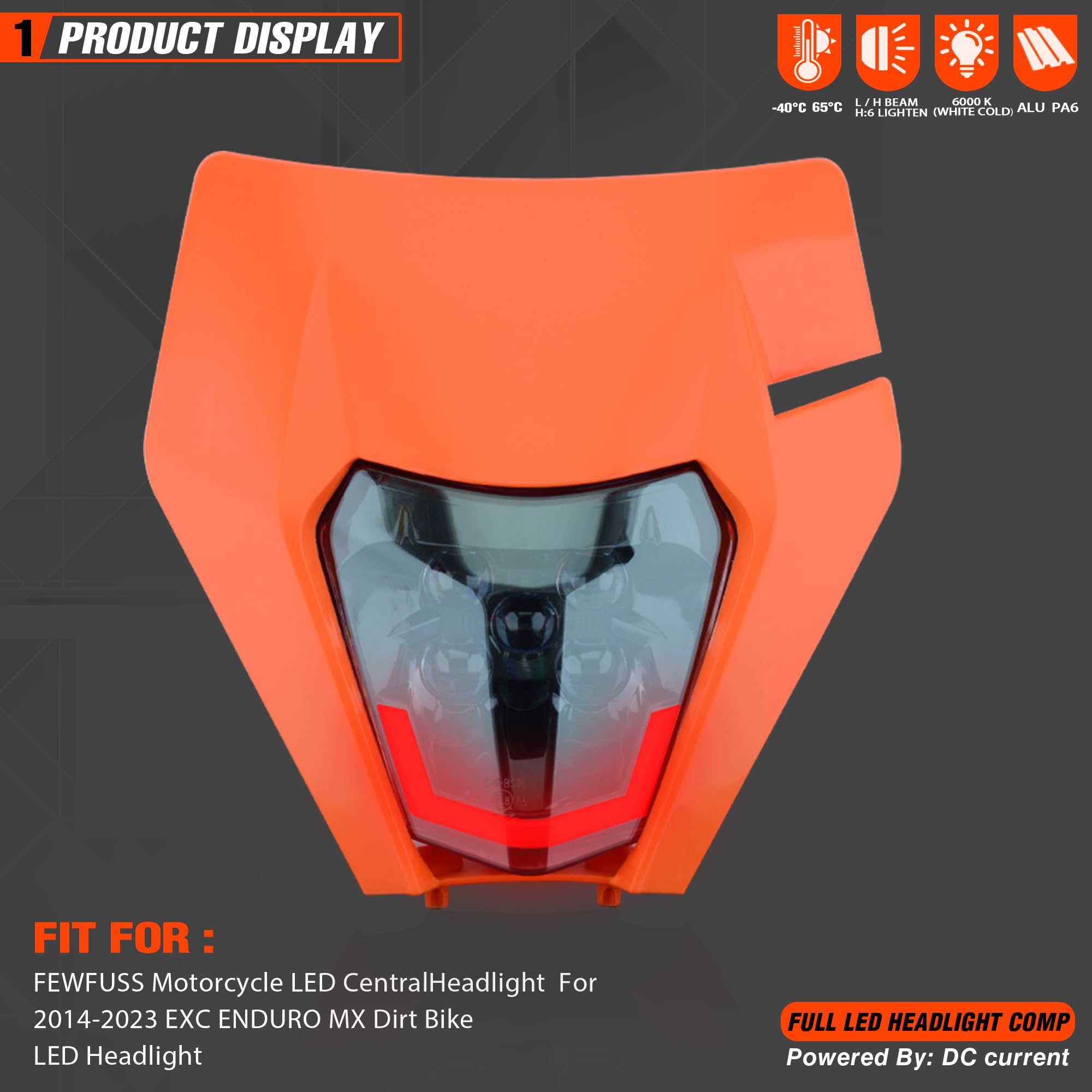Snapklik.com : Fewfuss Motorcycle Dirt Bike Headlight LED Universal ...