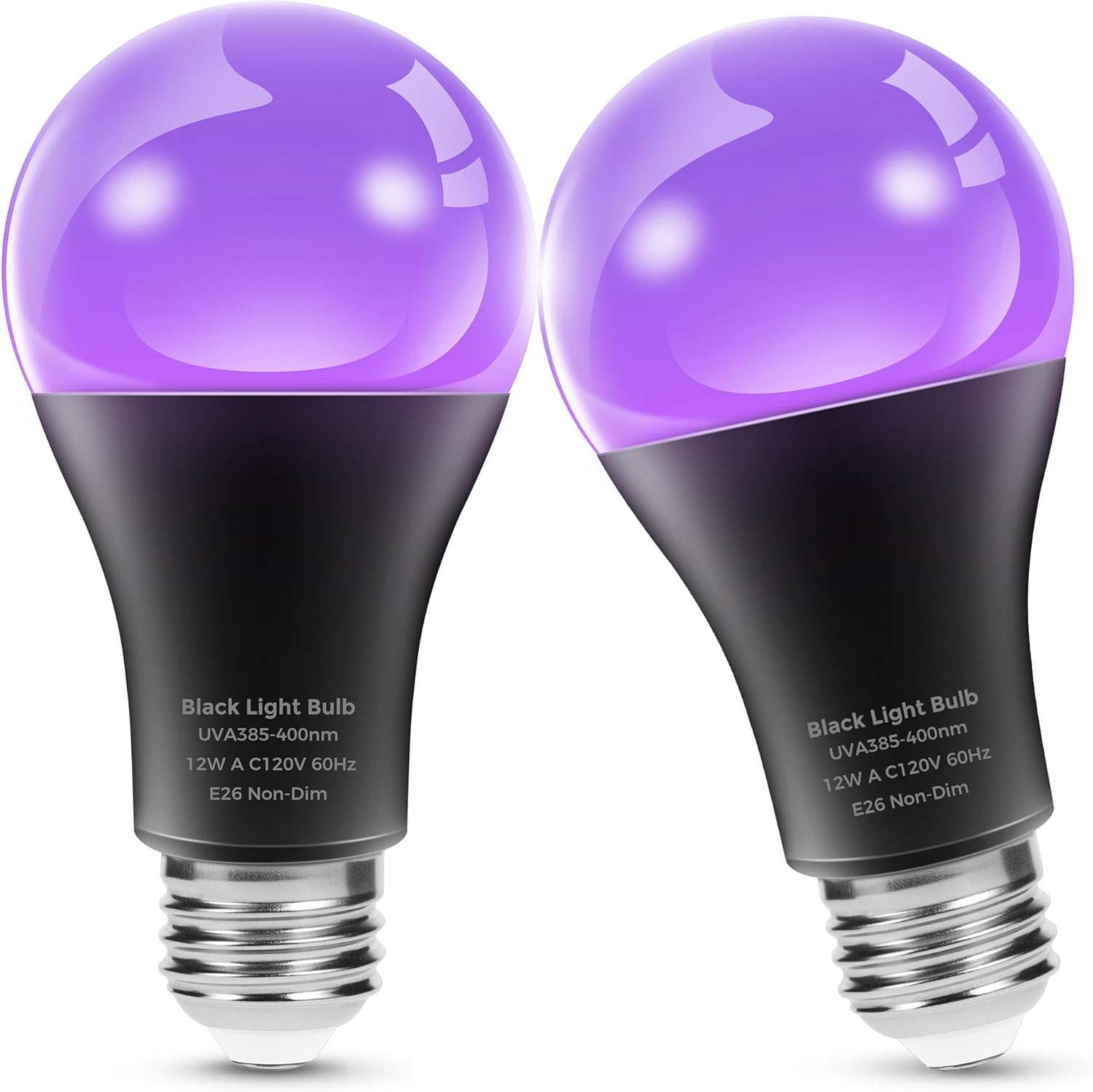 L LOHAS LED UV Black Light Bulbs, Halloween 12W A19 UV Blacklight, 100 Watt Equivalent, UVA ...