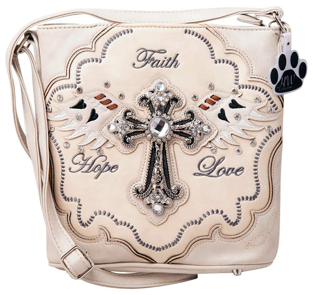 HW Collection Western Handbag Rhinestone Cross Angelic Wings Faith Hope ...