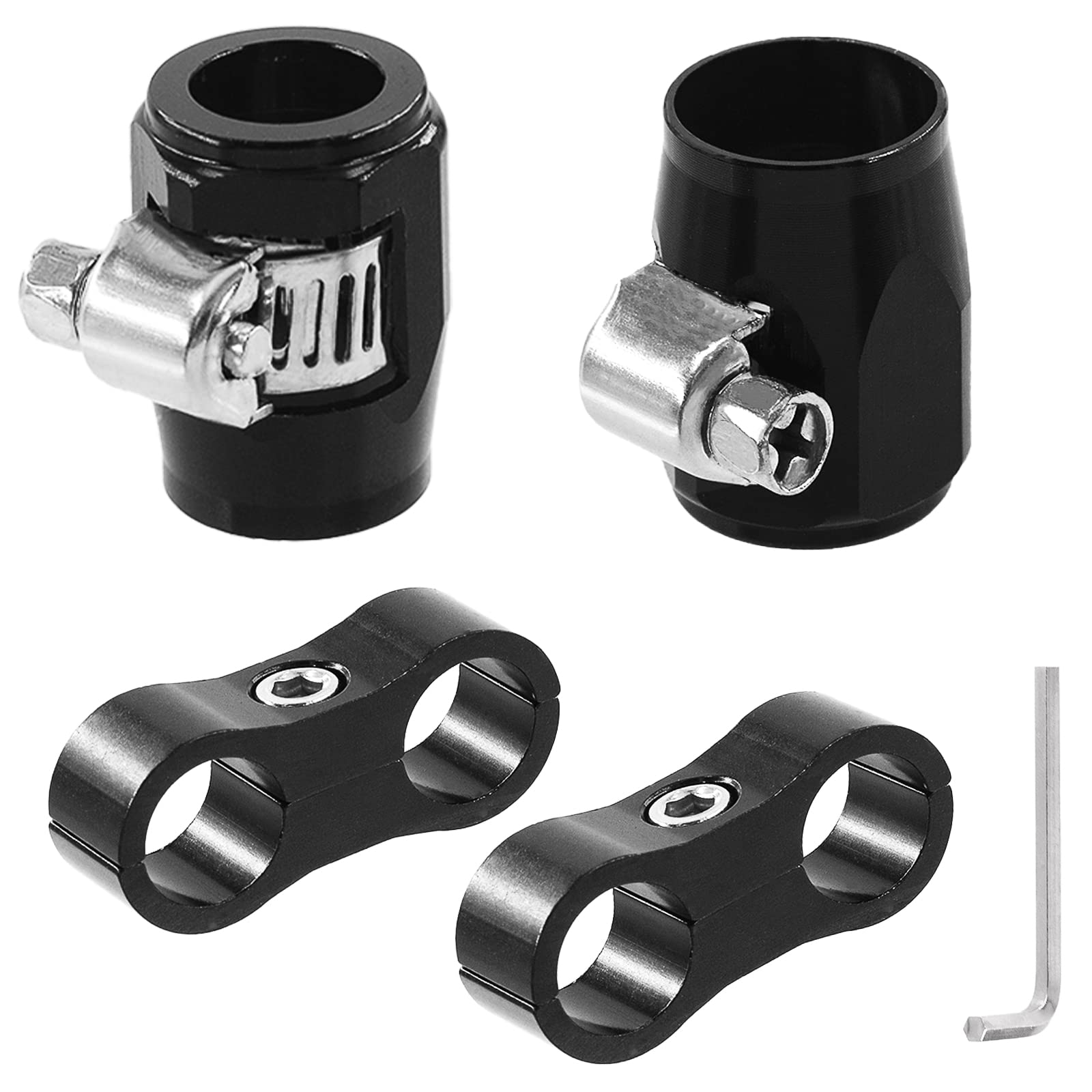 Swpeet 5Pcs 4AN Rubber Hose Connector with Pipe Clamps and Hose ...