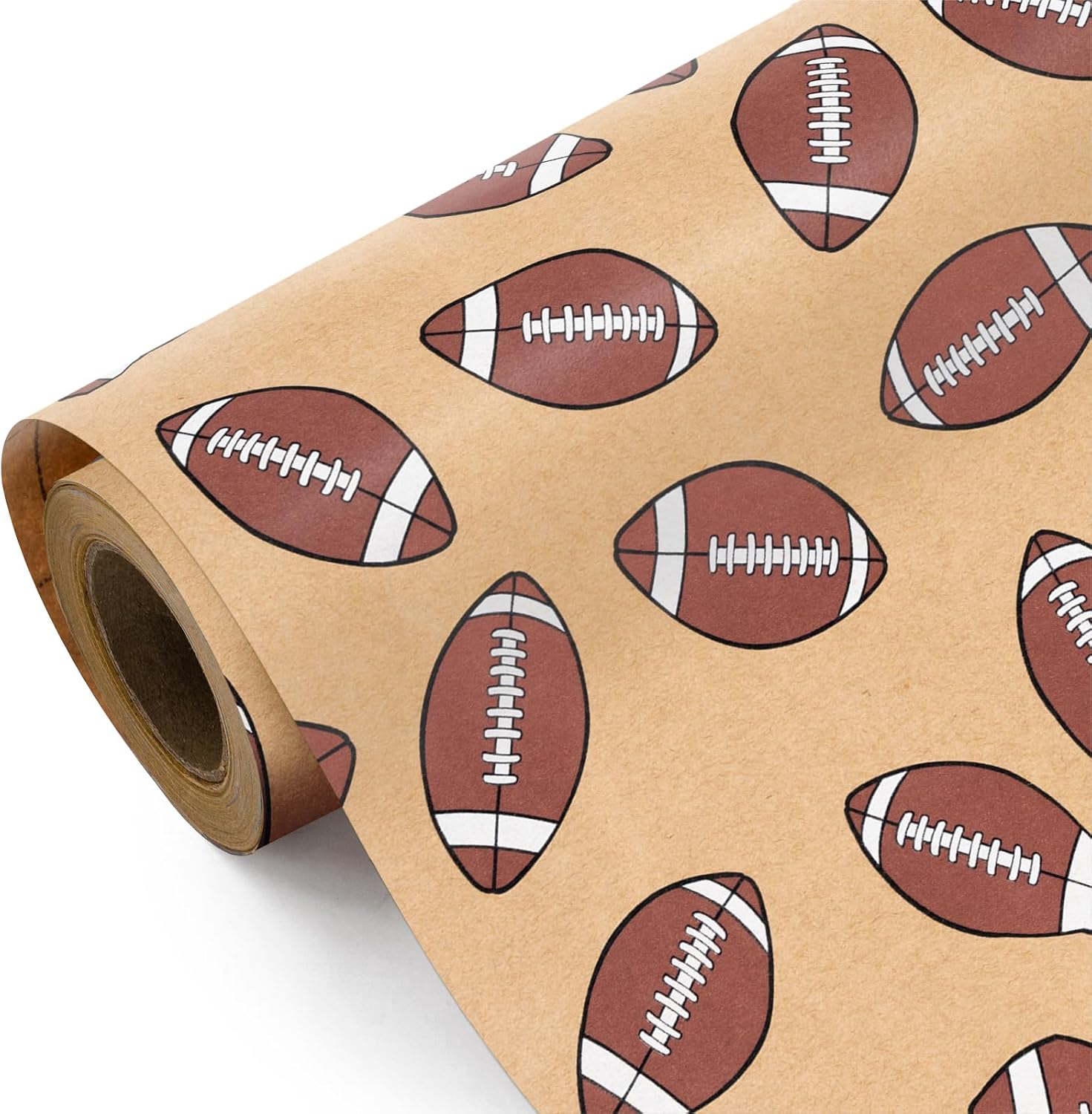 Amazon.com: WRAPAHOLIC Kraft Football Wrapping Paper Roll - Mini Roll ...