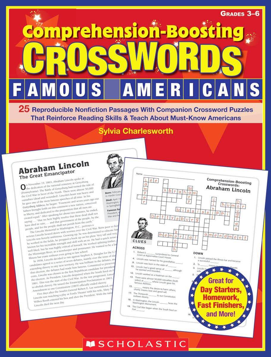 Comprehension-Boosting Crosswords: Famous Americans: 25 Reproducible ...