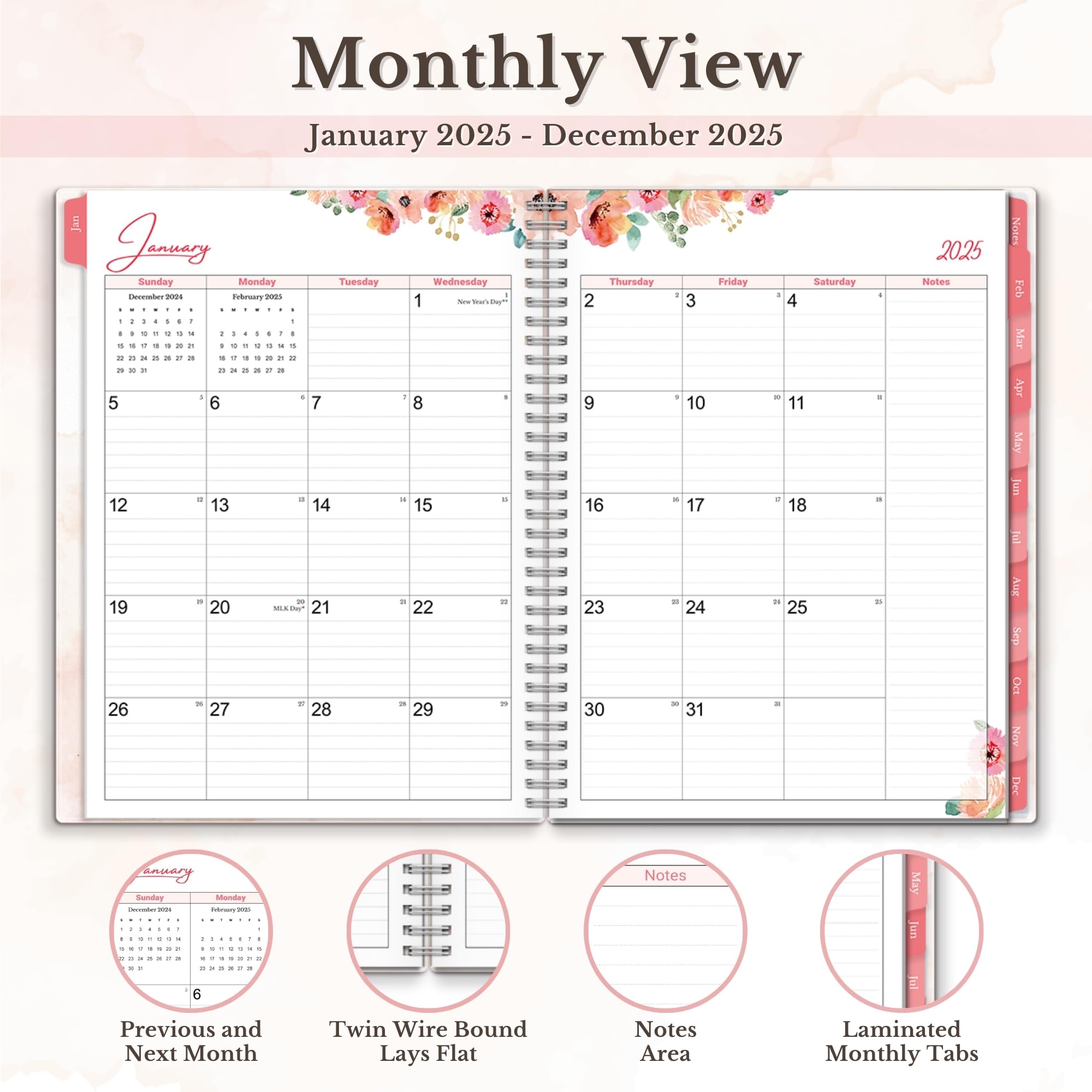 Snapklik.com : CRANBURY 2025 Planner Book 85x11 (Floral), Use To Dec ...