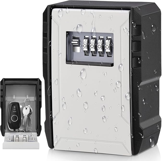 NEWIROVE Large Key Safe Wall Mounted Key Box With Code Outdoor Key Lock ...