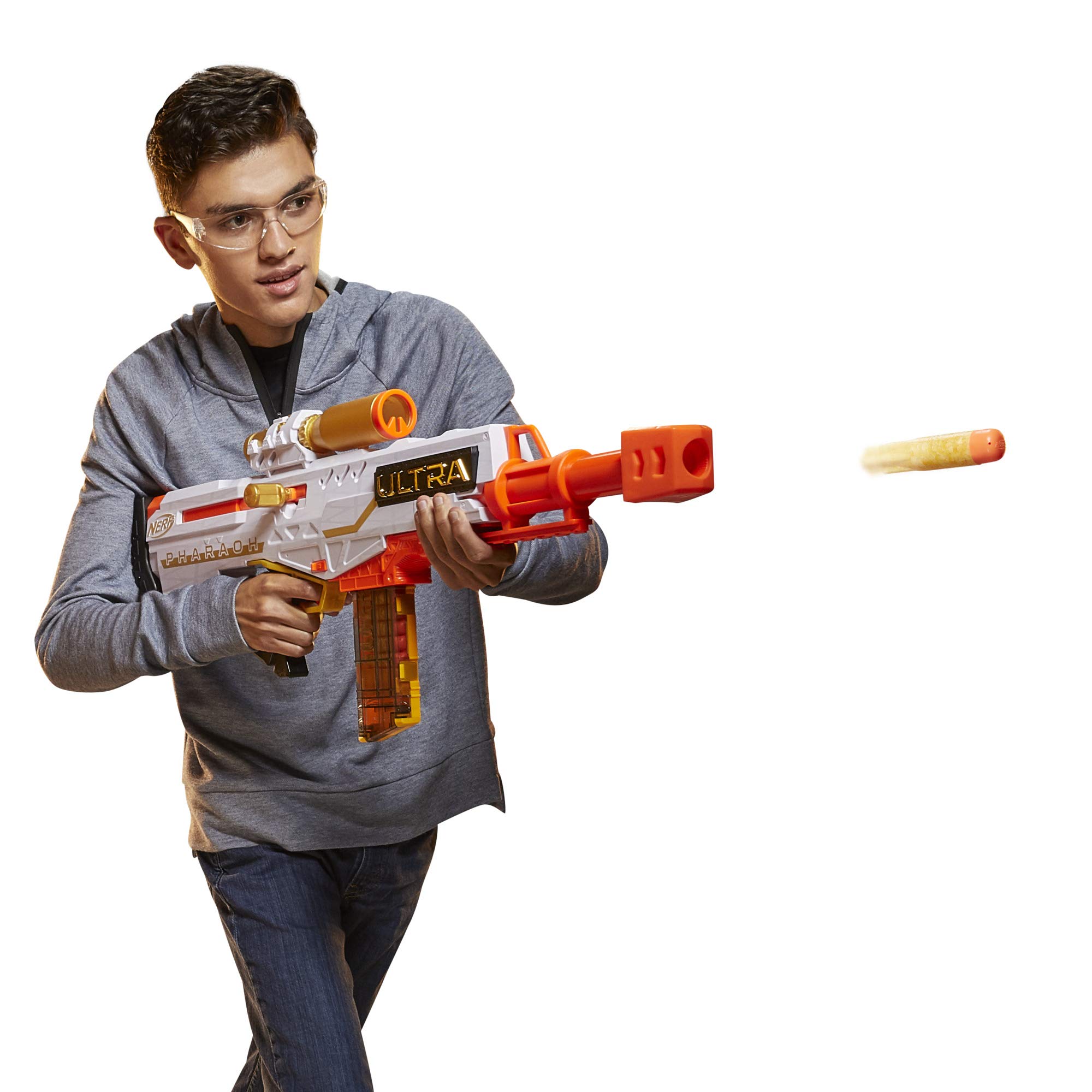 NERF Ultra Pharaoh Blaster with Premium Gold Accents, 10-Dart Clip, 10 ...