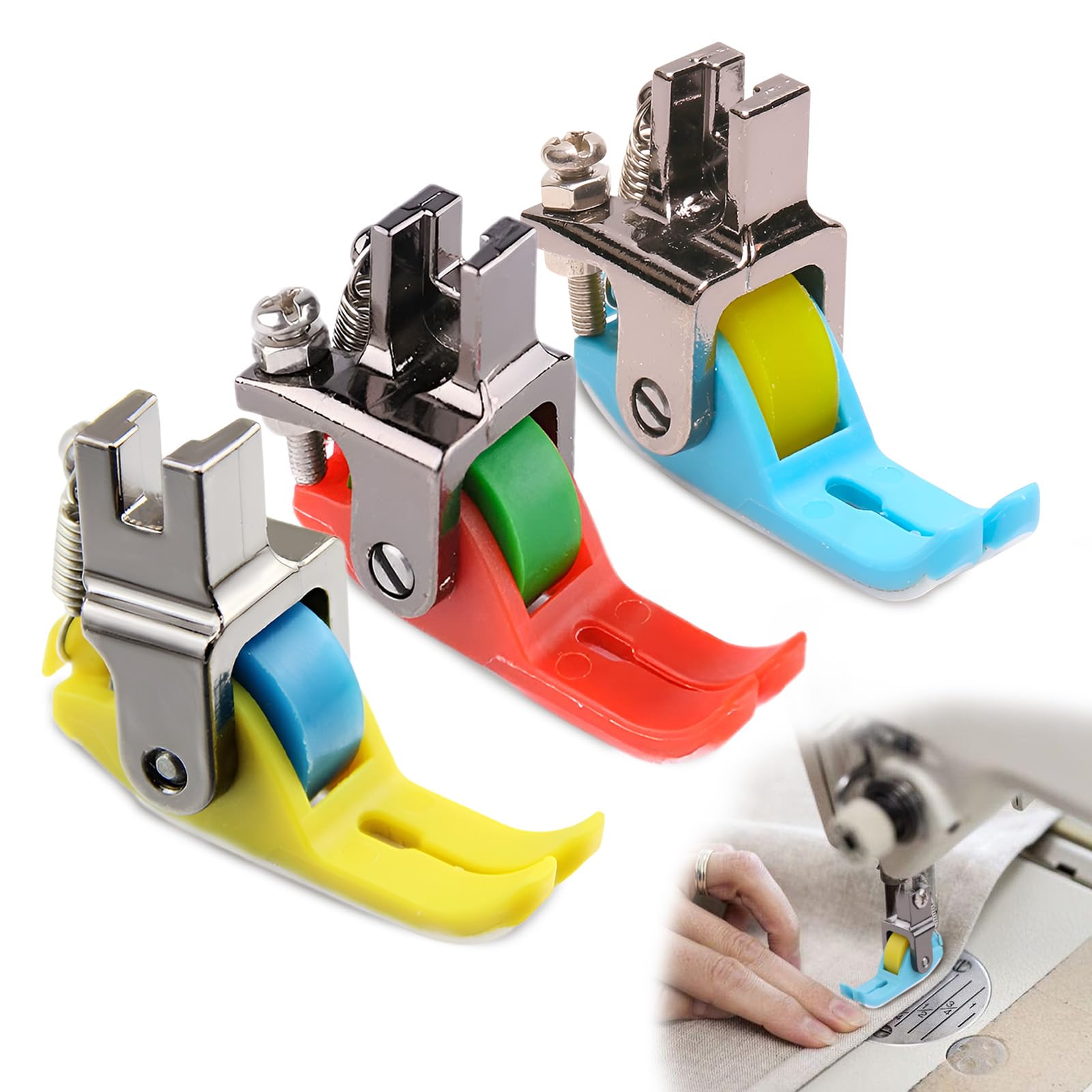 Amazon.com: 3 Pack Narrow Roller Presser Foot, Roller Presser Foot for ...
