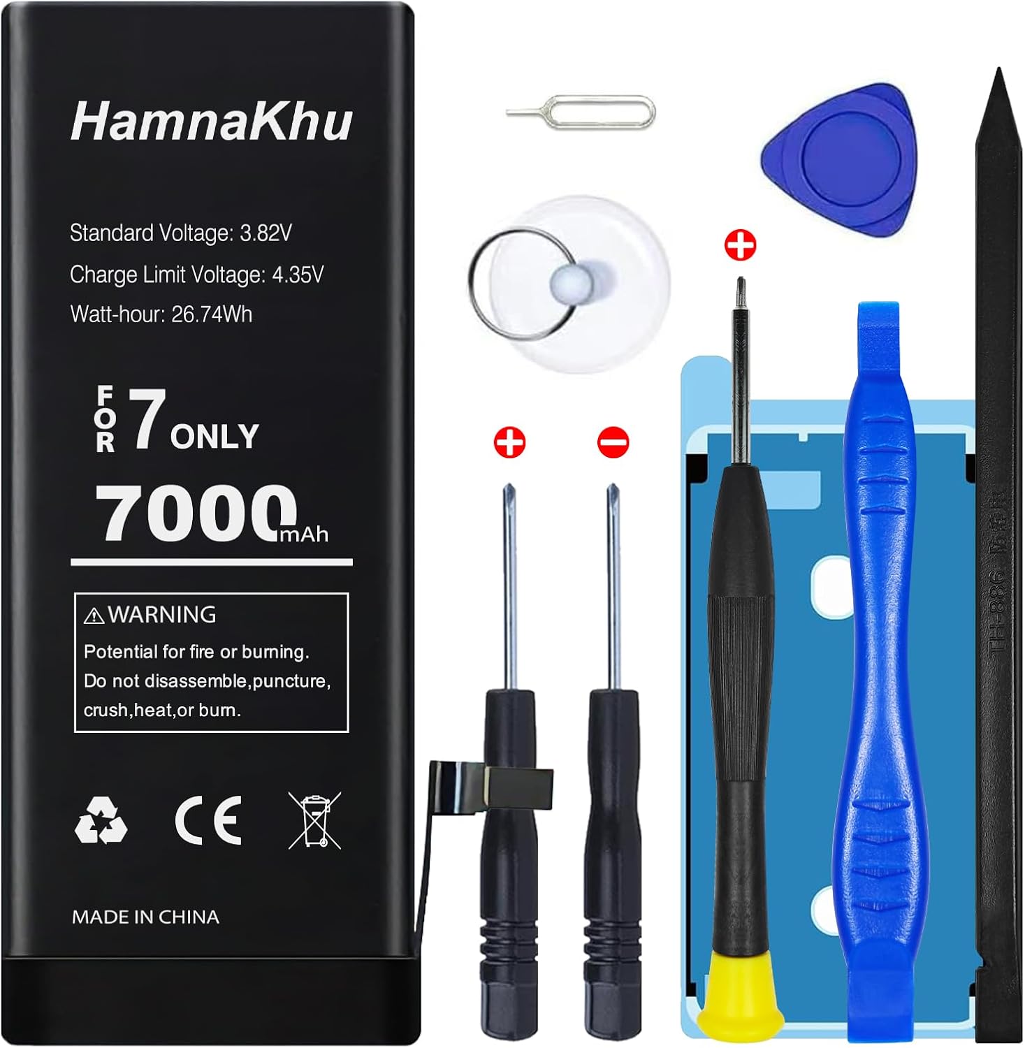 7000mAh Super Capacity Battery Compatible with iPhone 7/7G, 0 Cycle Li ...