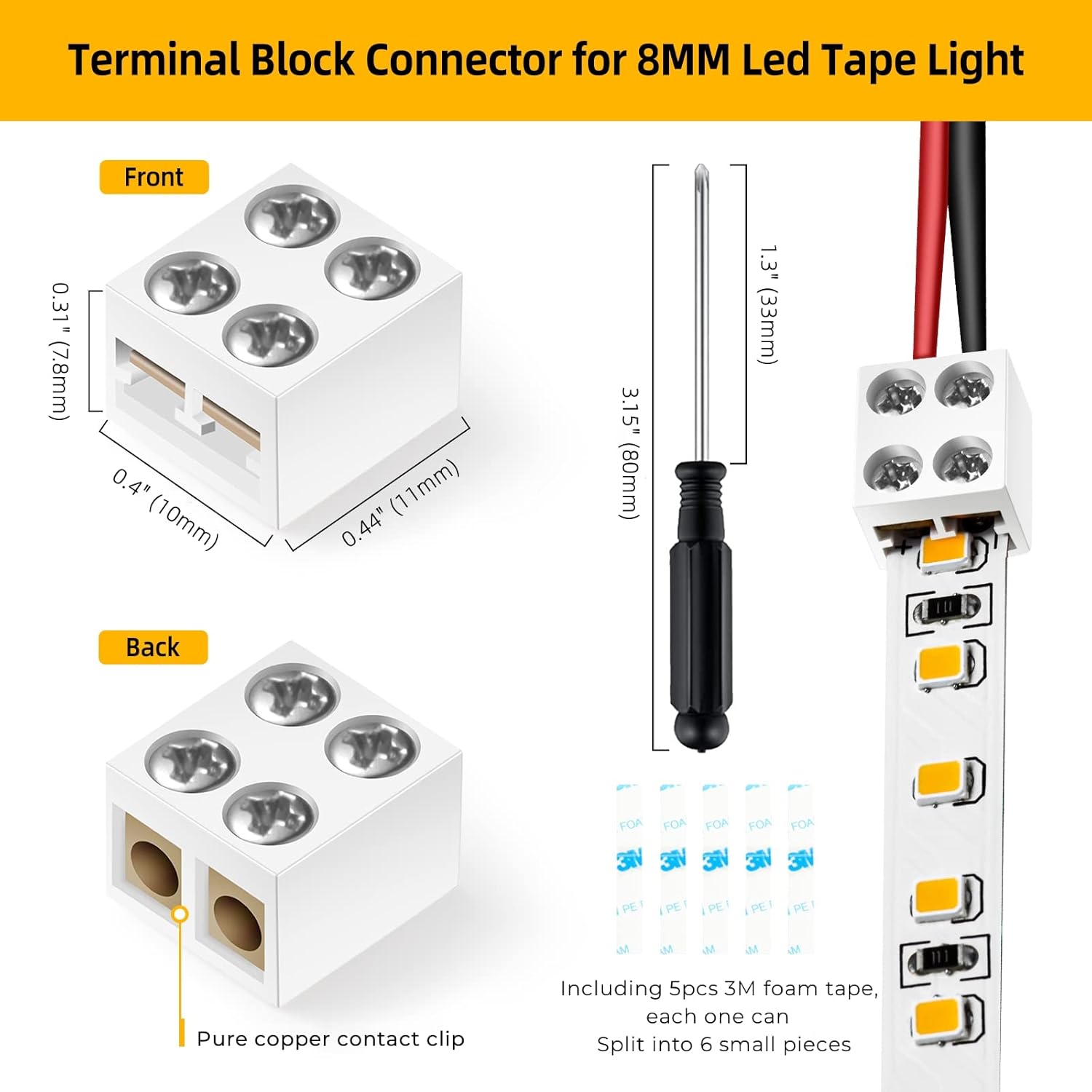 Buy Letslitup 25 Pack Solderless Led Tape Light Connectors Screw Down ...