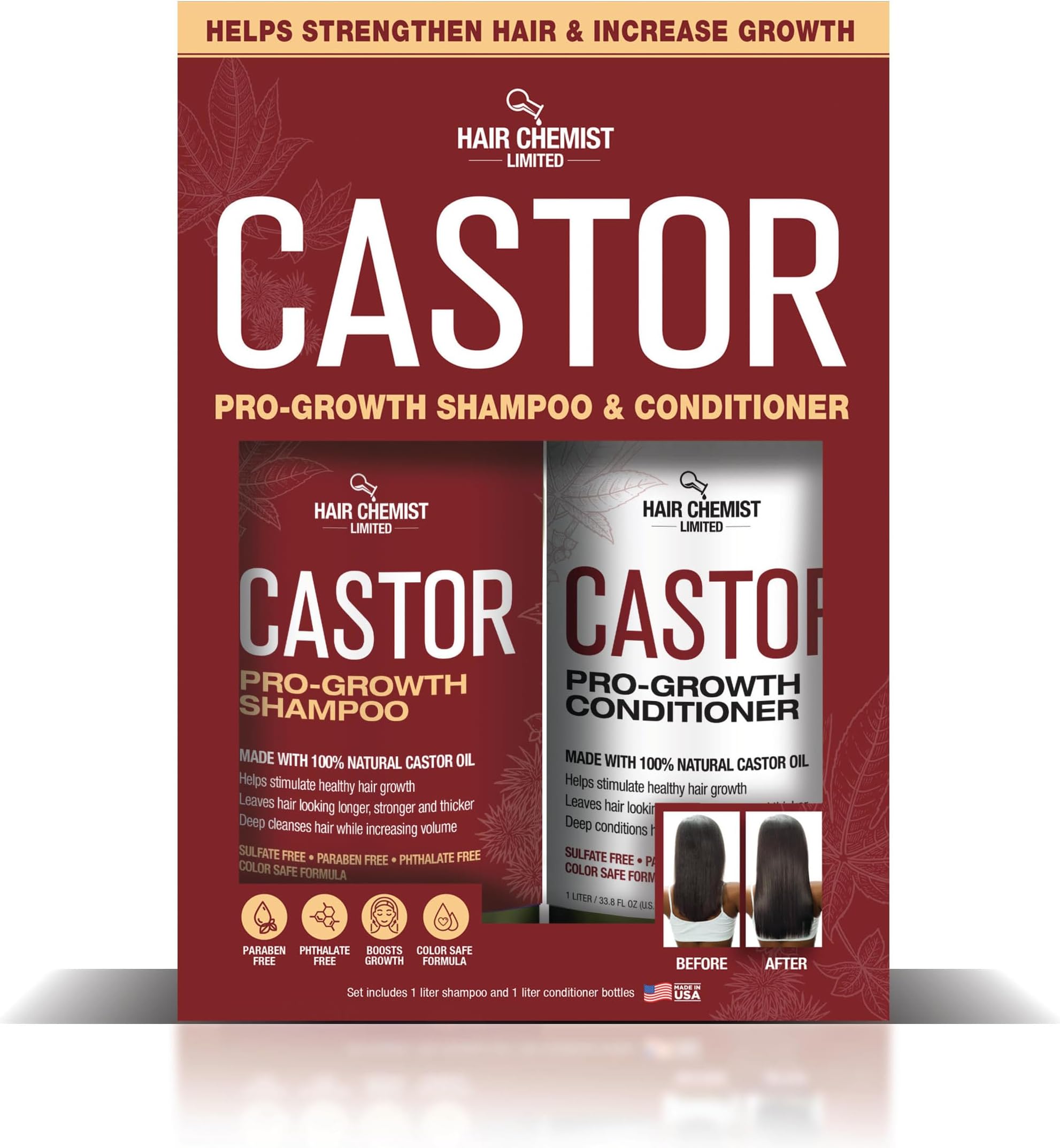 Amazon.com : Hair Chemist Castor Pro-Growth Shampoo 33.8 oz. AND ...