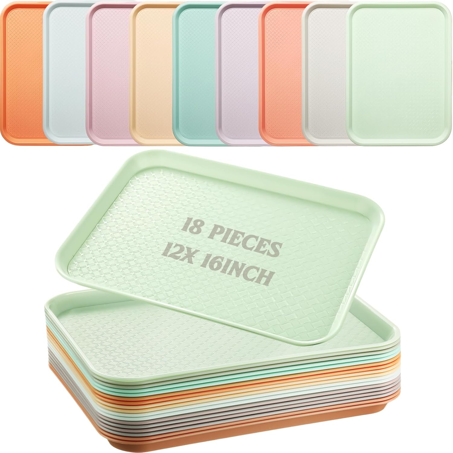 Dandat 18 Pieces Scratch Resistant Basket Weave Plastic Fast Food Trays ...