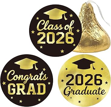 Amazon.com : Anwyll 240Pcs Graduation Candy Kisses Stickers Class of ...