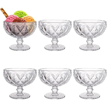 Amazon.com | Ice Cream Glass Bowls Set of 4 Colored Dessert Bowls 7.5 ...