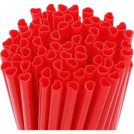 Amazon.com: The best MOON 100pcs Heart Shaped Red Straws Disposable ...