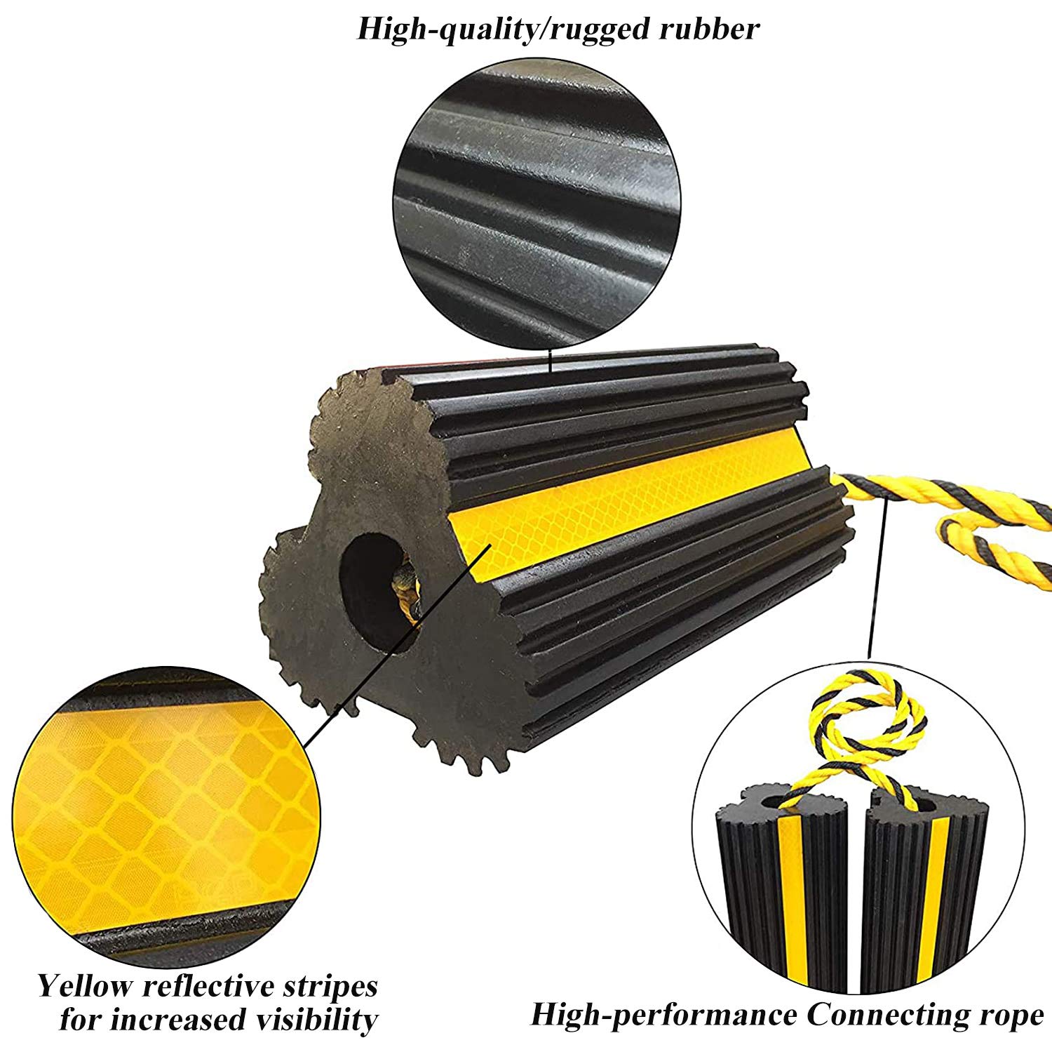 HOXWELL Heavy Duty Rubber Dual Wheel Chocks Front and Back, RV Leveling ...