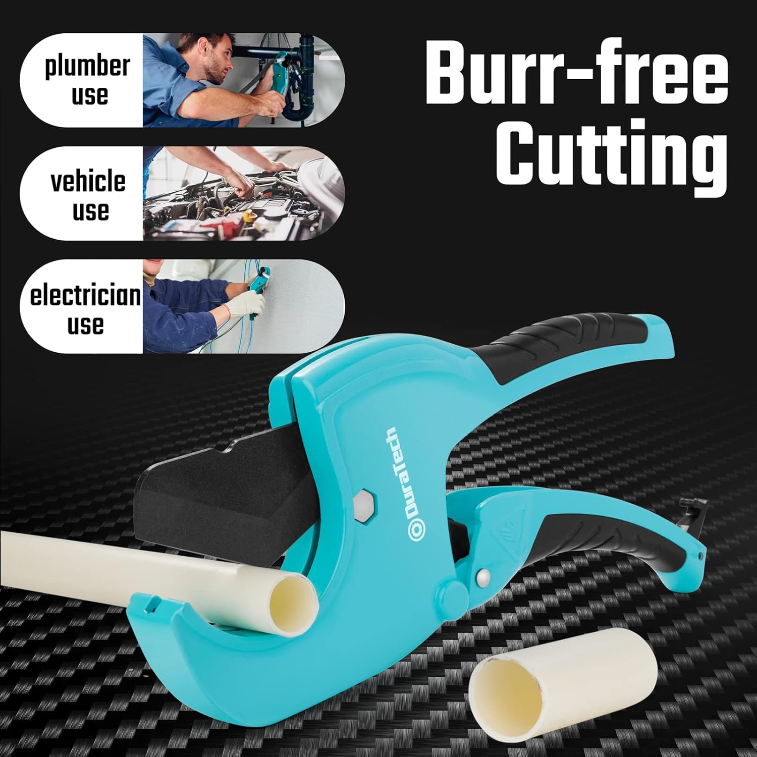 DURATECH Ratchet PVC Pipe Cutter, Cuts up to 2-12″ PEX, PPR, PE and ...