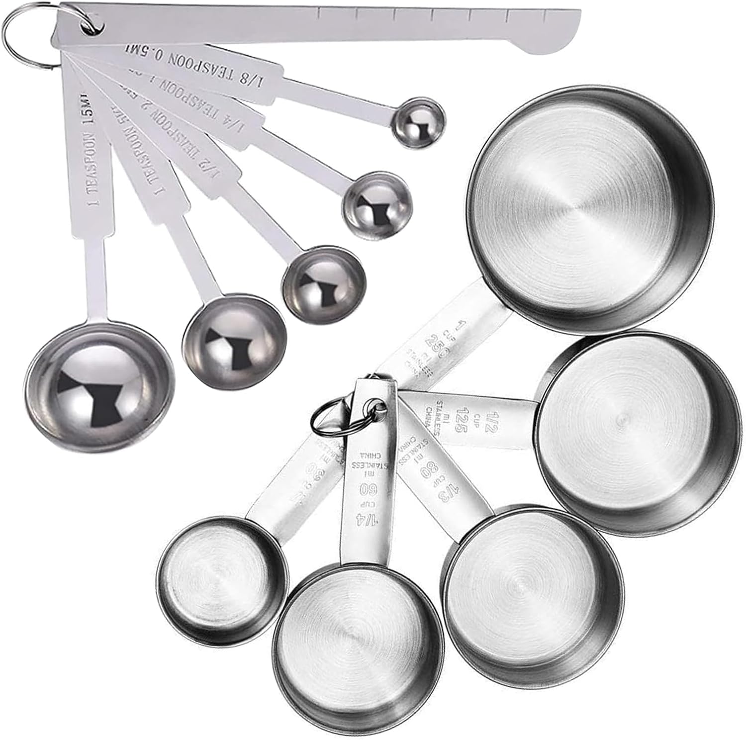 Jotia 11Pcs 430 Stainless Steel Measuring Cups and Spoons Set, Premium ...
